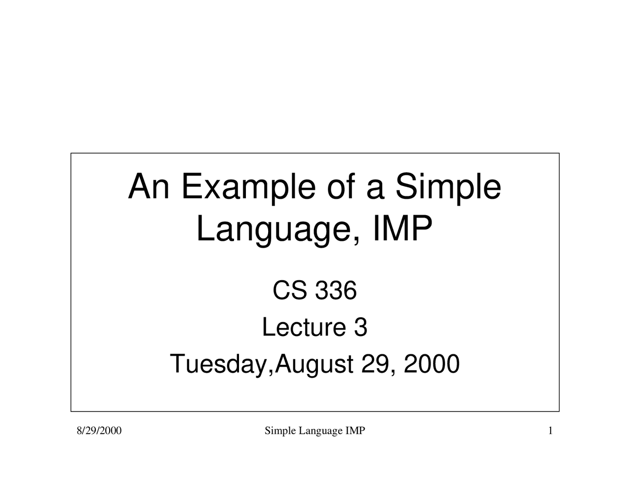Simple Language Imp Computer Science Slides Cs T101 Docsity