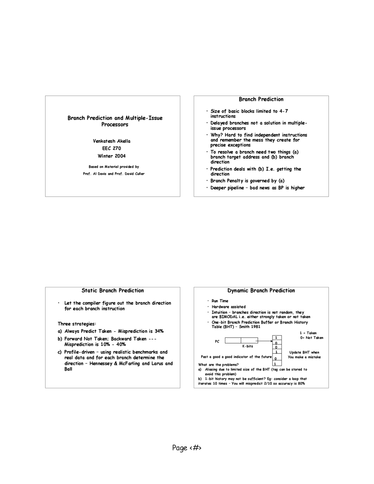 Branch Prediction And Multiple Issue Processors Eec 270 Docsity