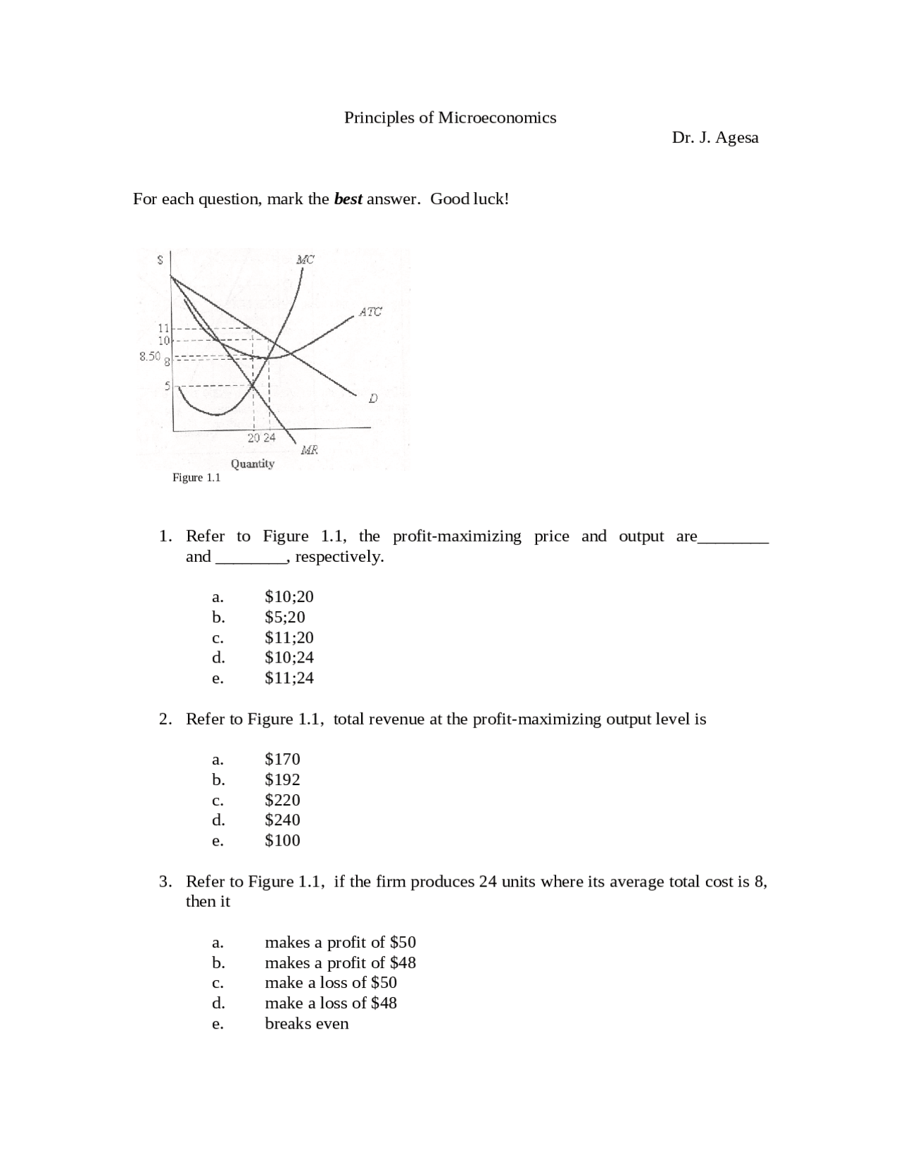 Test I Mcqs For Principles Macroeconomics Ecn 250 Docsity