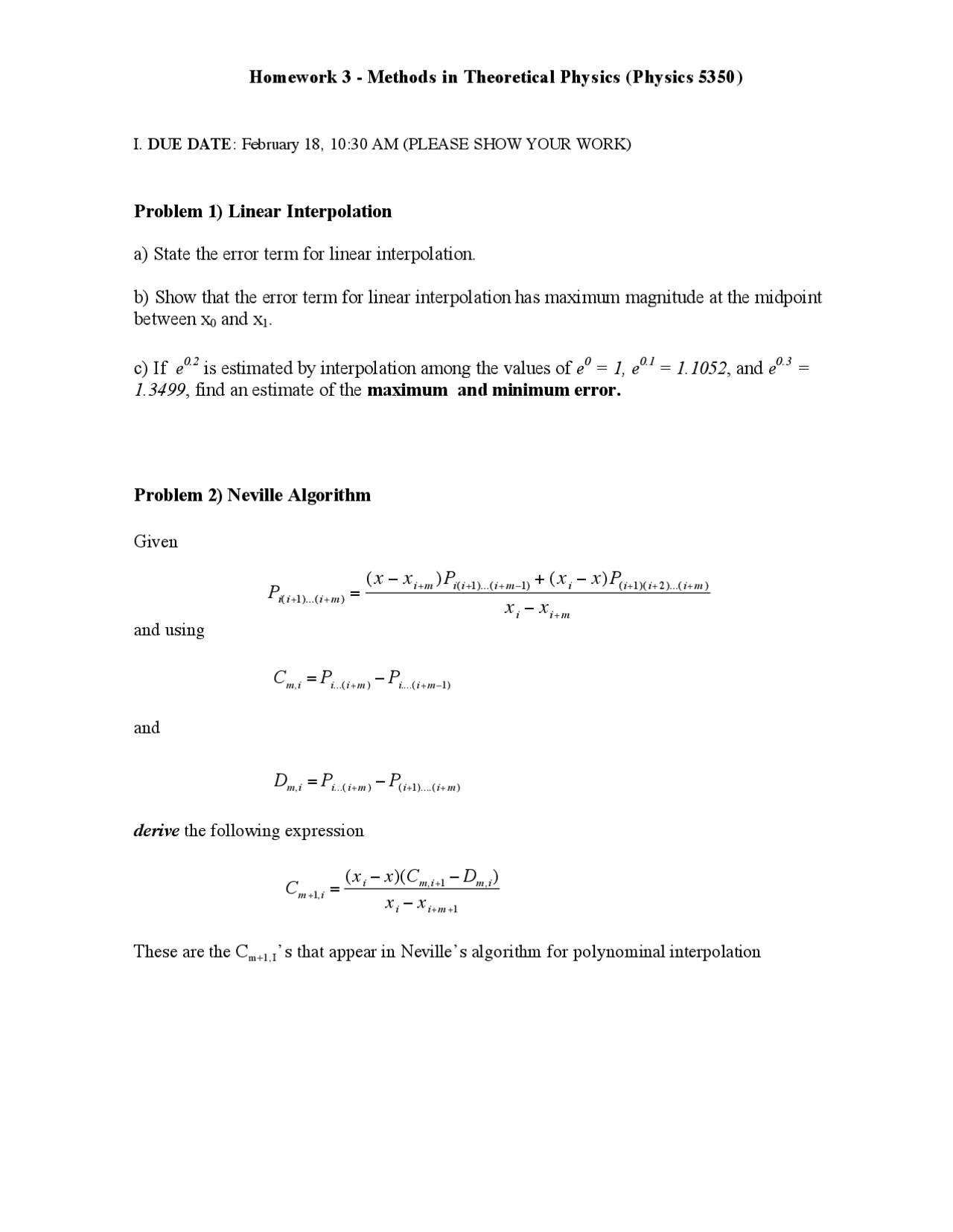 Homework 3 Problems Methods Of Theoretical Physics Ii Phys 5350