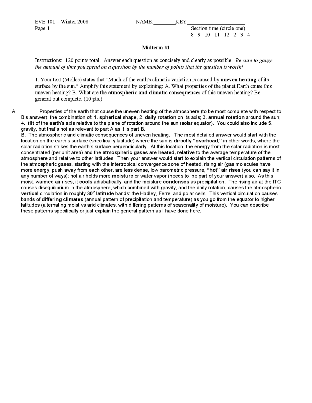 Introduction To Ecology Solved Exam 1 Eve 101 Docsity