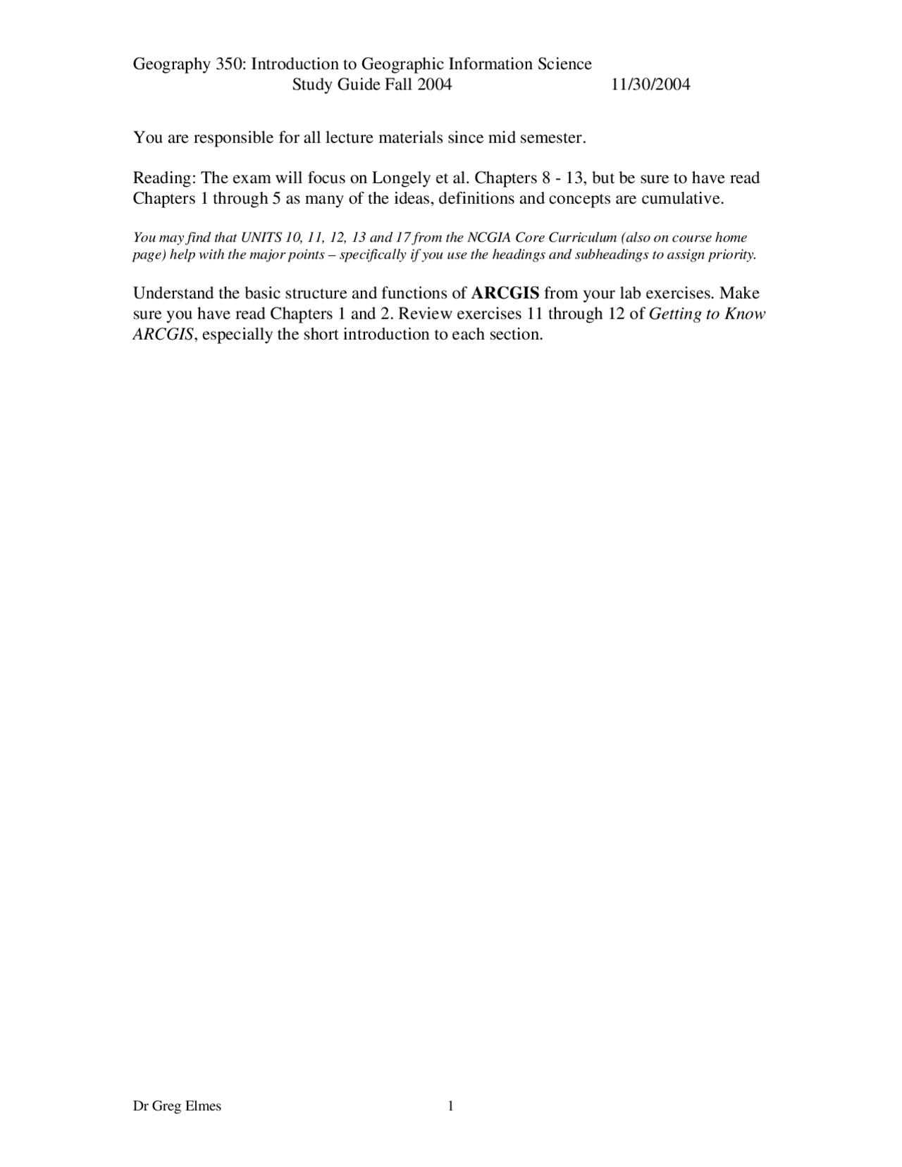 35 Questions And Key Terms Of Geographic Information Science Exam