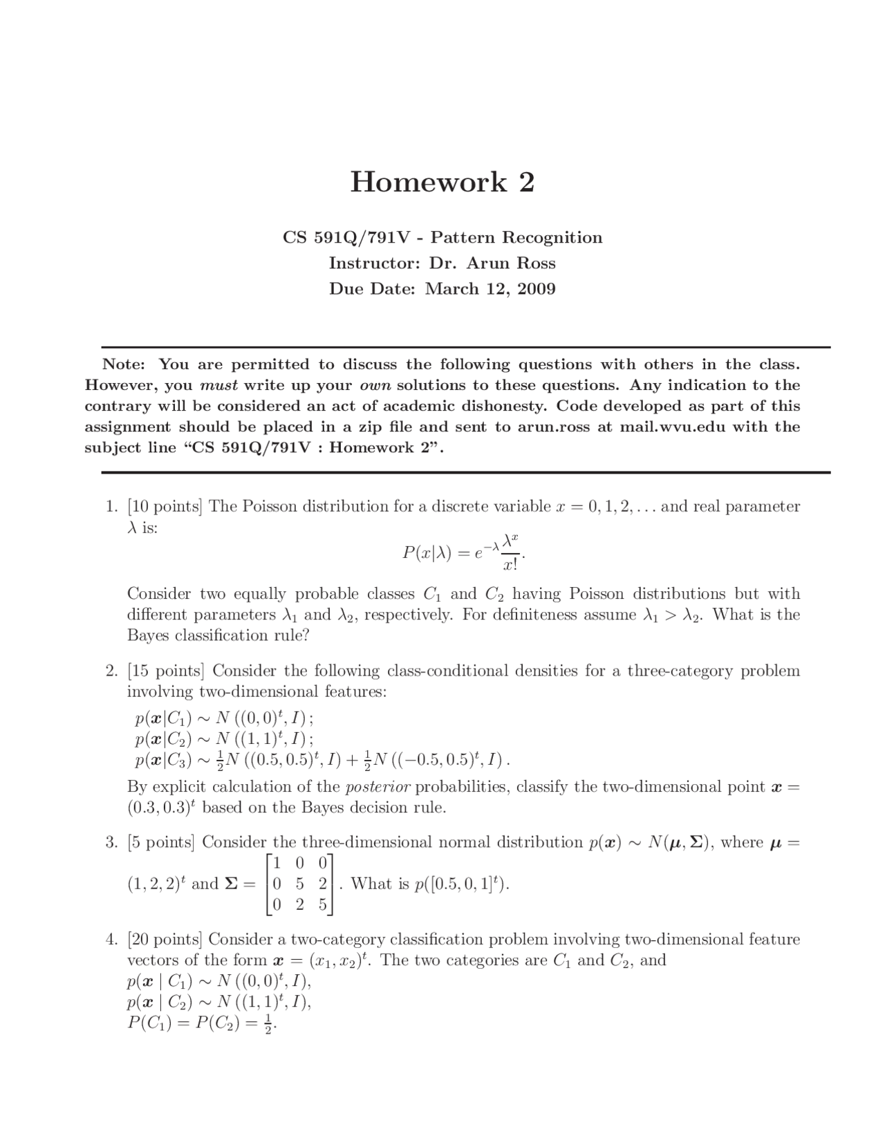 6 Problems On Poisson Distribution Assignment 2 Cs 591q Docsity