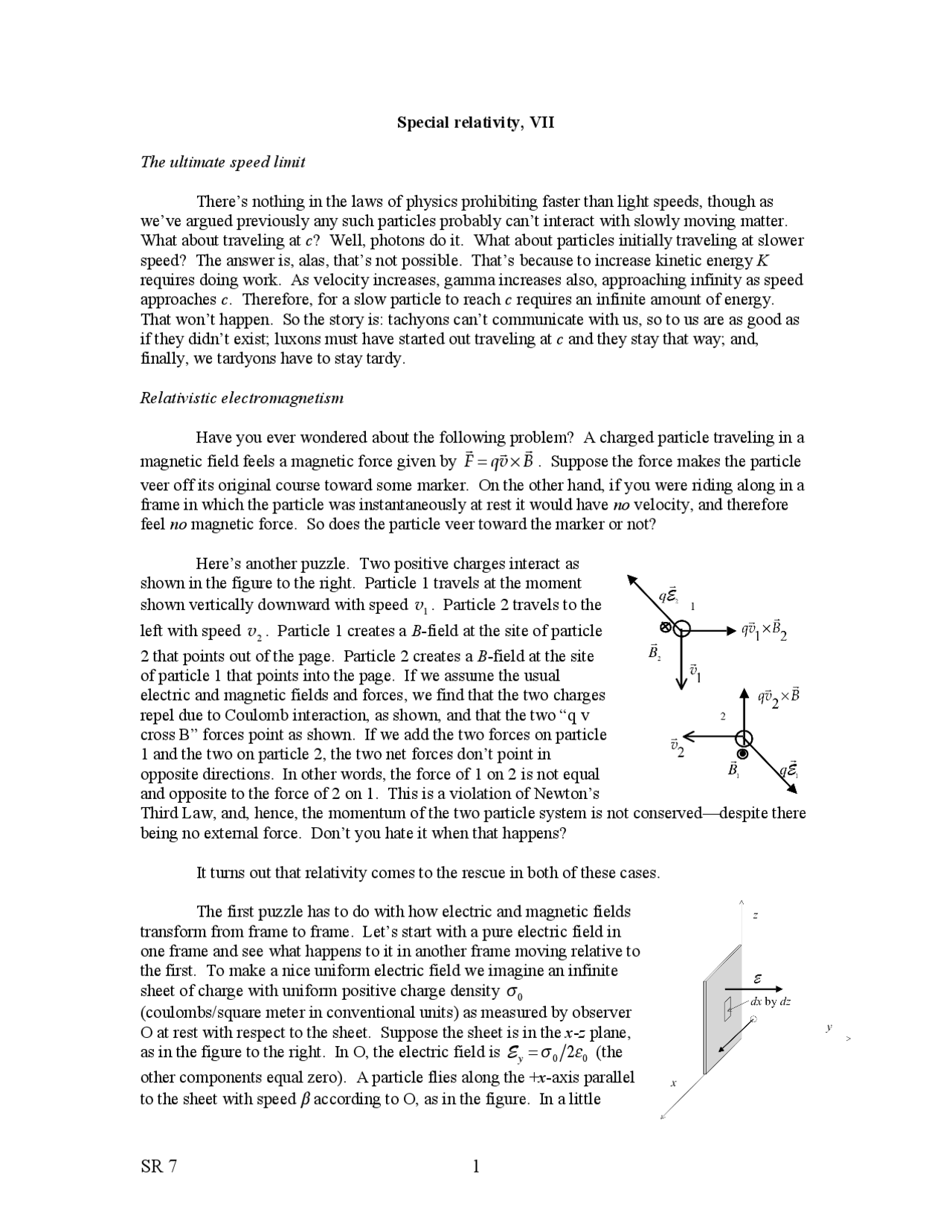 Special Relativity VII - The Ultimate Speed Limit | PHYS 3710 - Docsity