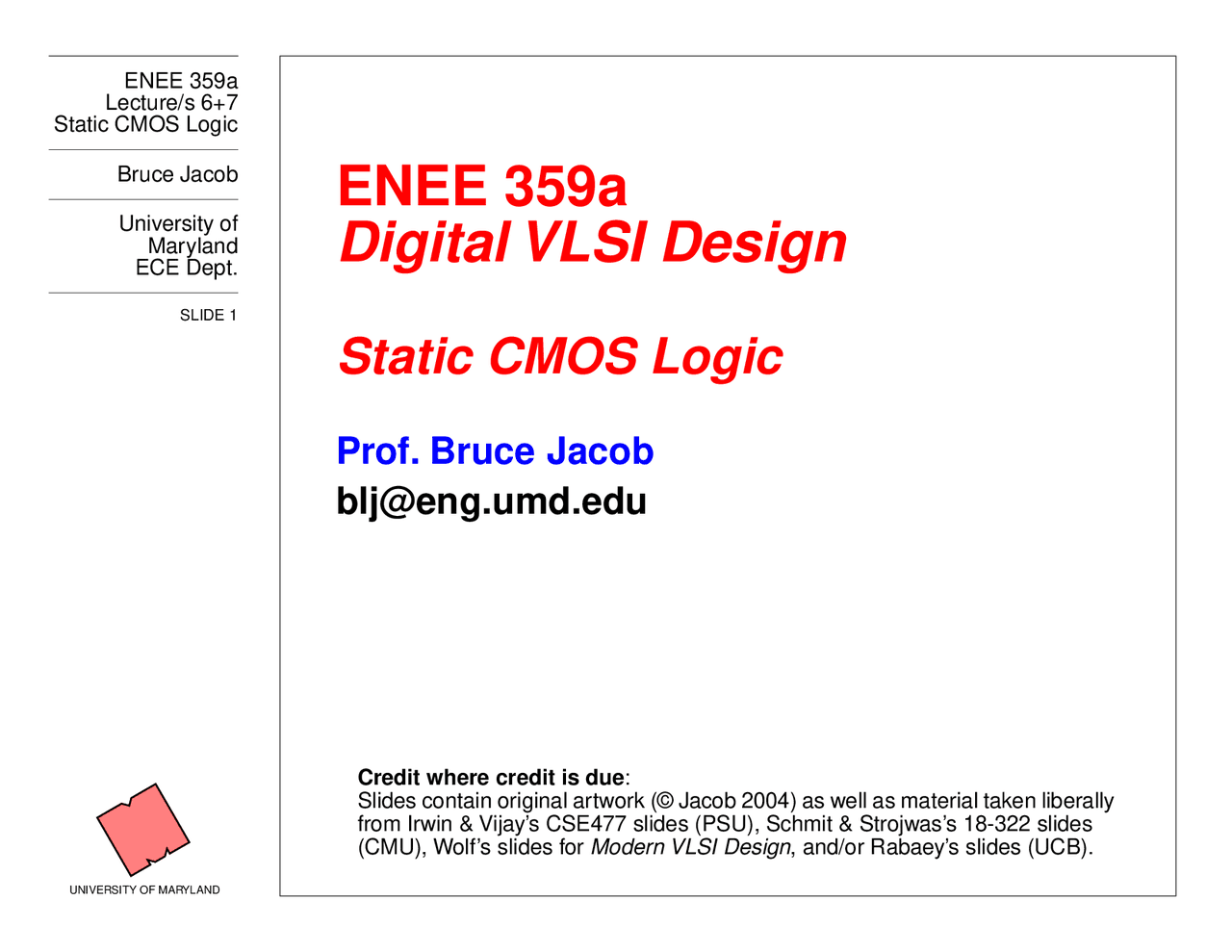 Overview Of General Complementary Logic Design Enee 359 Docsity