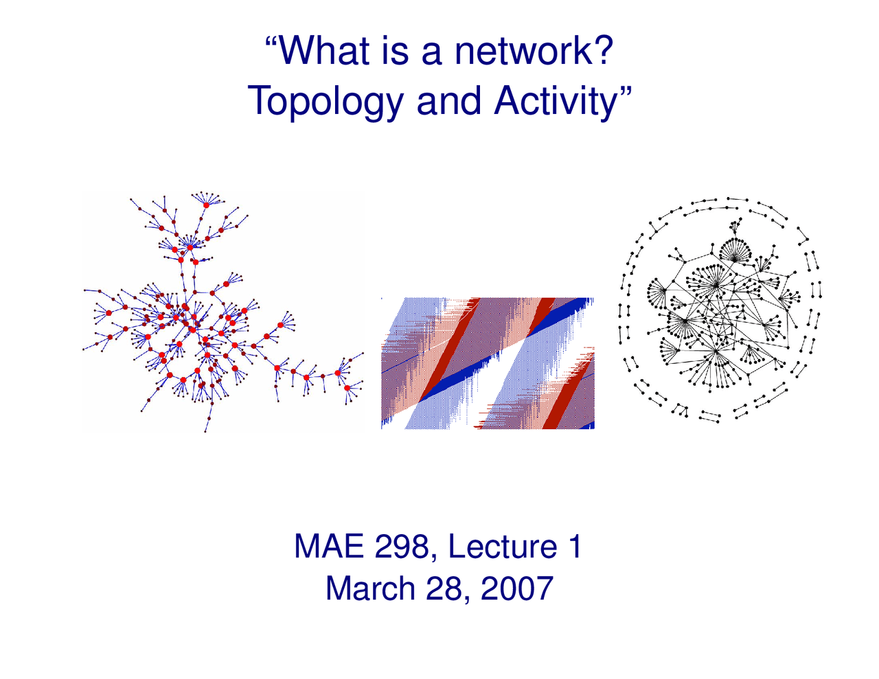 What is Network - Topology and Activity - Lecture Notes | MAE 298 - Docsity