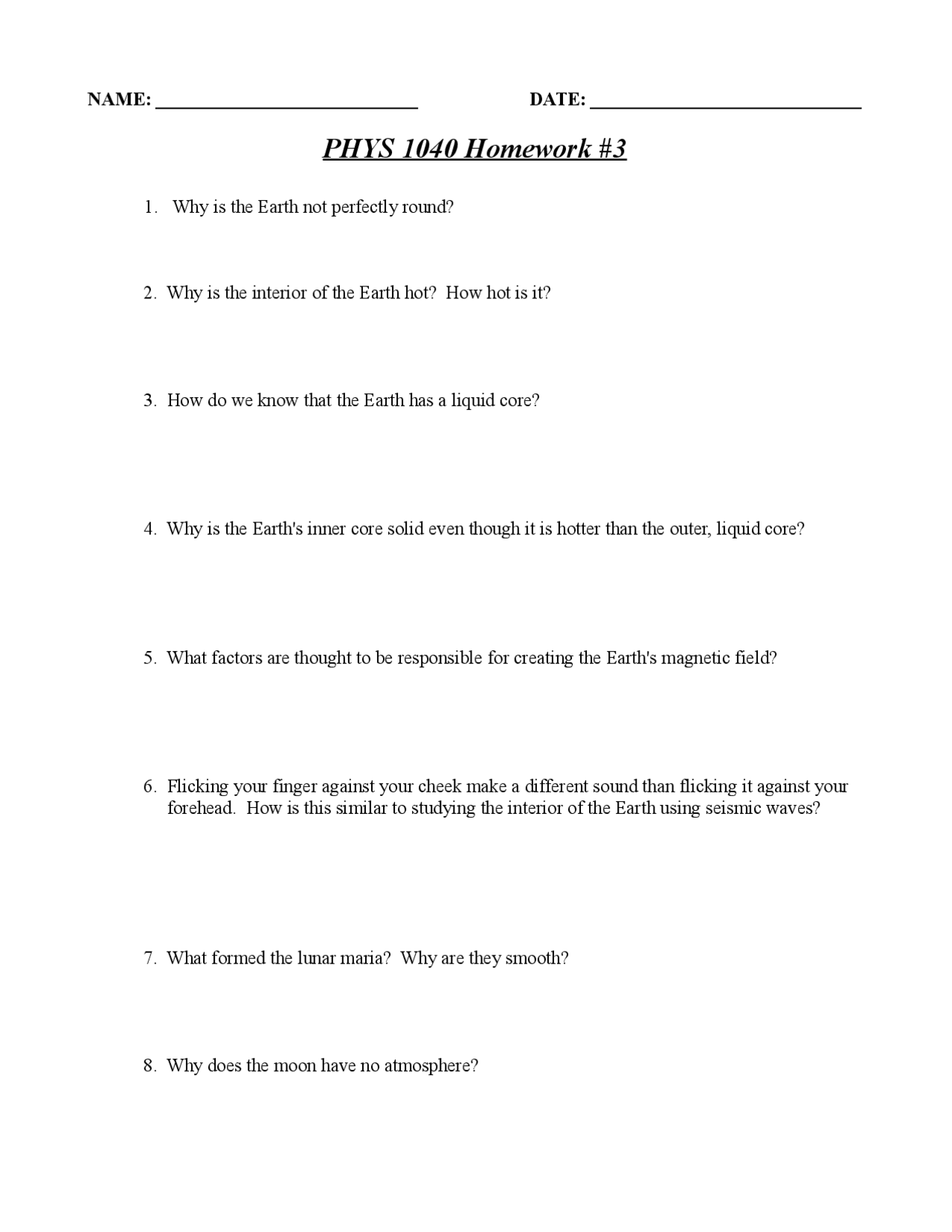 15 Questions On Introductory Astronomy Assignment 3 Phys 1040 Docsity