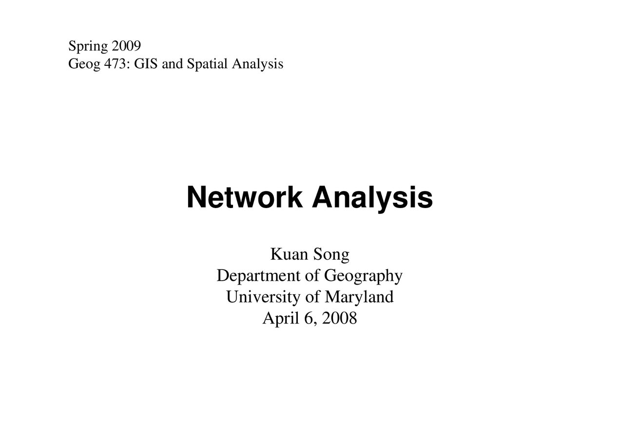 Applications Of The Network Analysis Outline Geog 473 Docsity