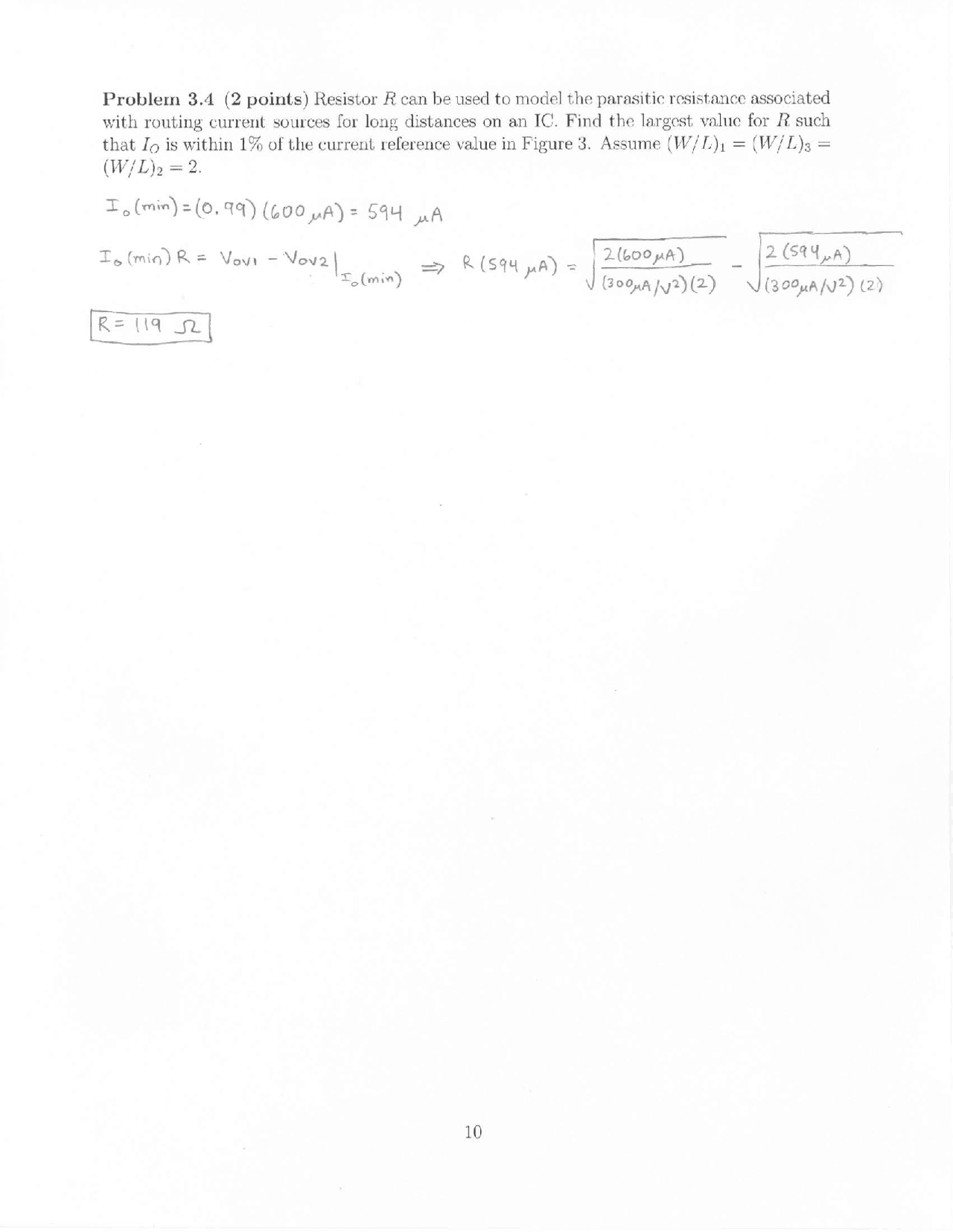Analog Circuit Design Problem Solution Eec 210 Docsity
