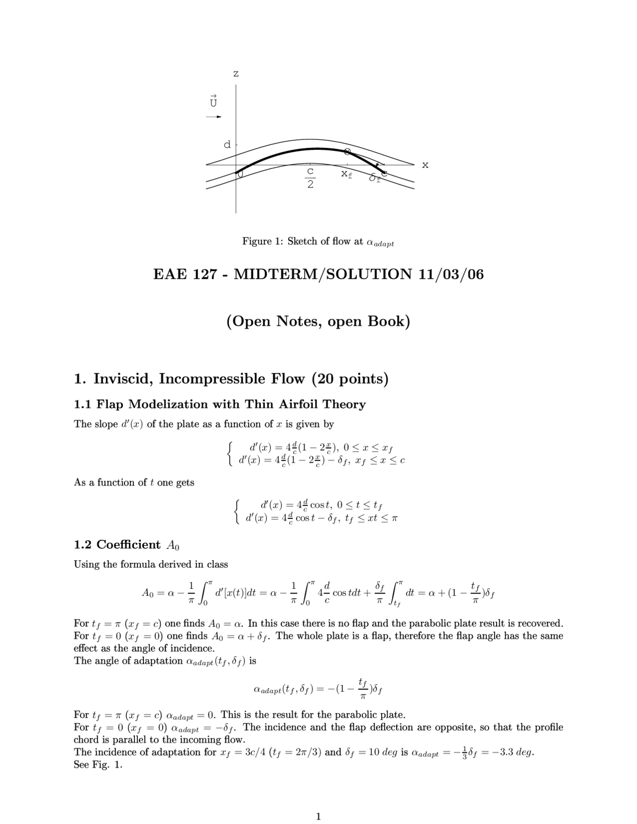 Midterm Exam Solutions Applied Aircraft Aerodynamics Eae 127 Docsity