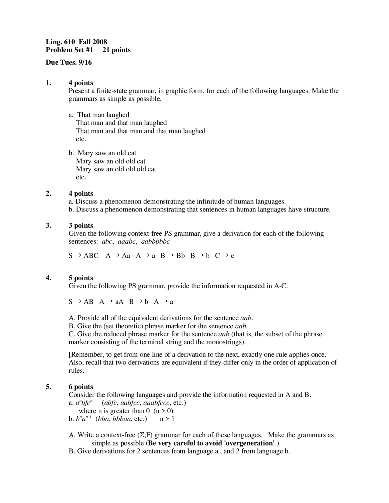 5 Solved Problems On Derivation In Syntactic Theory Ling 610 Docsity