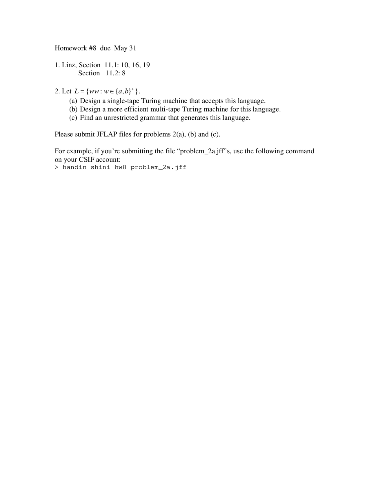 Homework 8 Practice Questions Introduction Theory Computation Ecs 2046