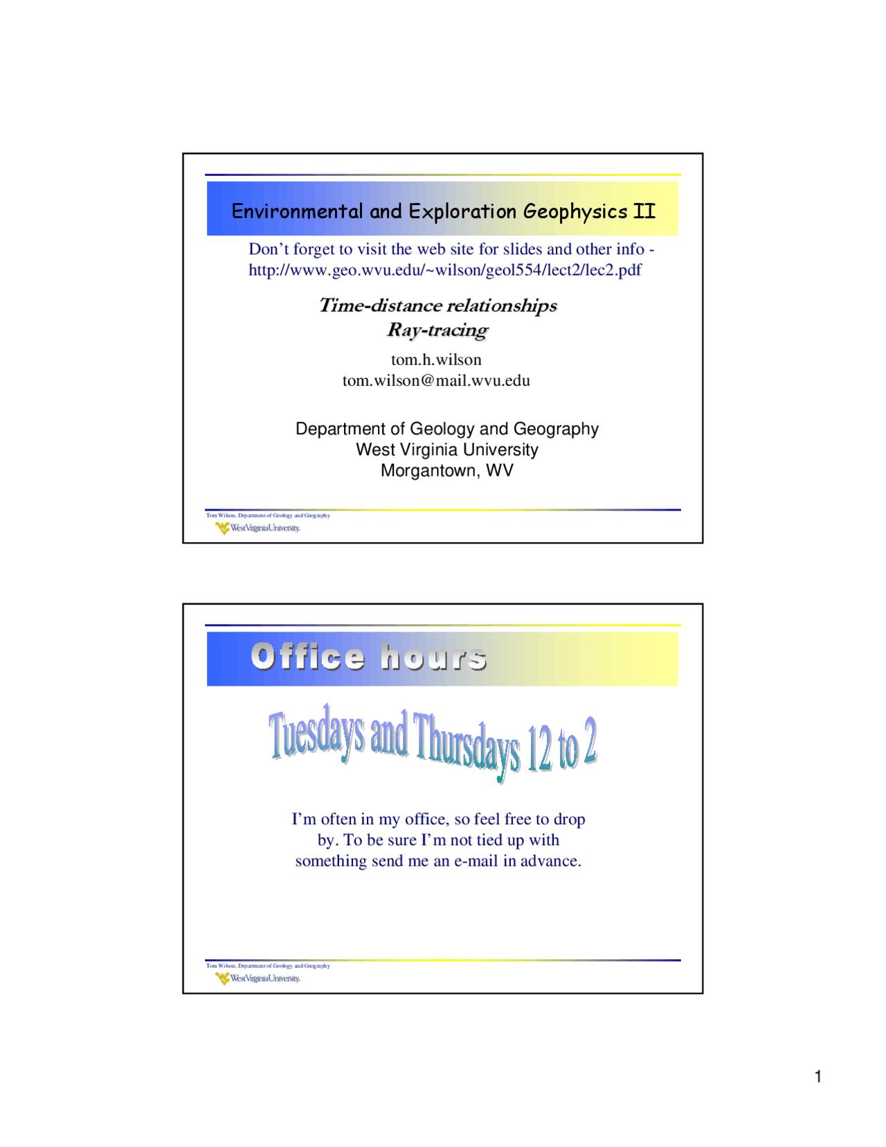Time-distance Relationships Ray-Tracing - Lecture Slides | GEOL 554 - Docsity