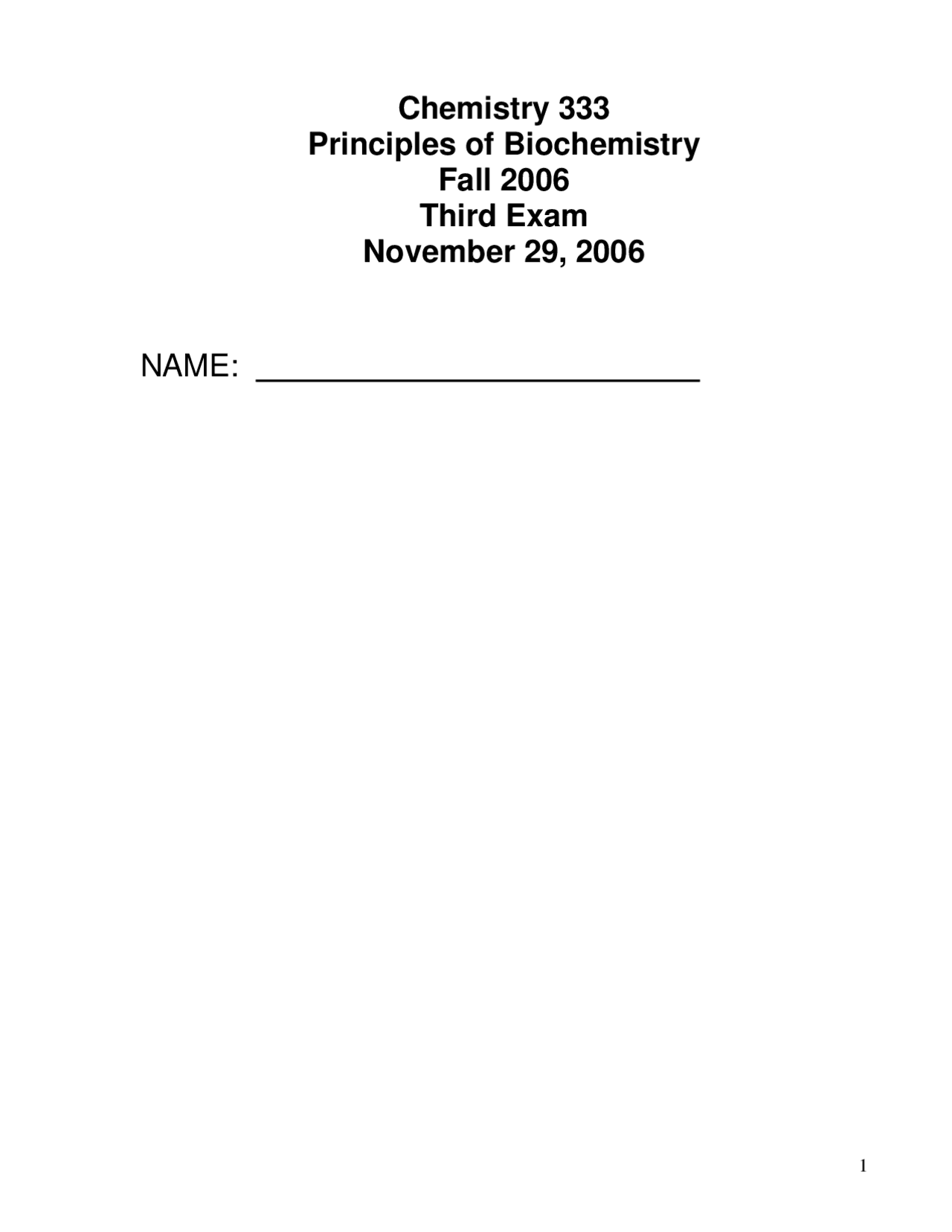 11 Questions On Principles Of Biochemistry Exam 3 Chm 33300 Docsity