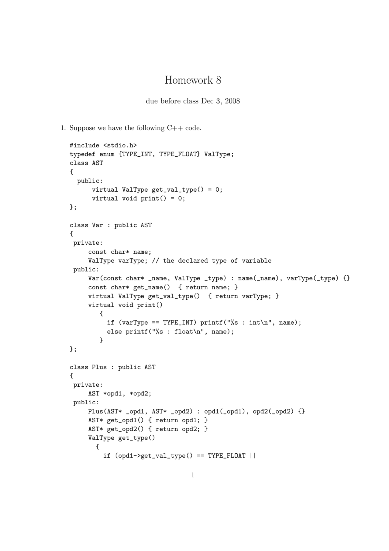 Homework 8 Solutions Programming Languages Fall 2008 Cs 3723