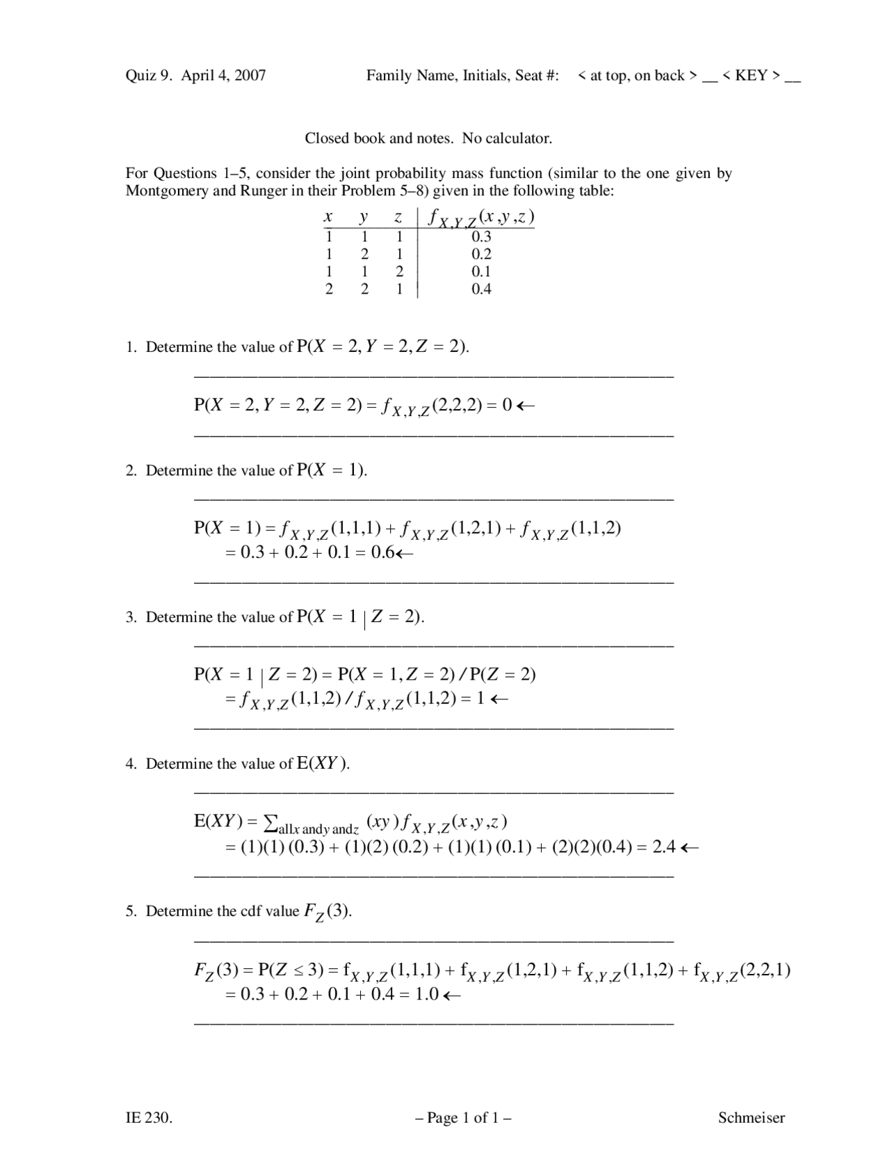 Quiz #9 with Answers - Probability and Statistics in Engineering I | IE ...