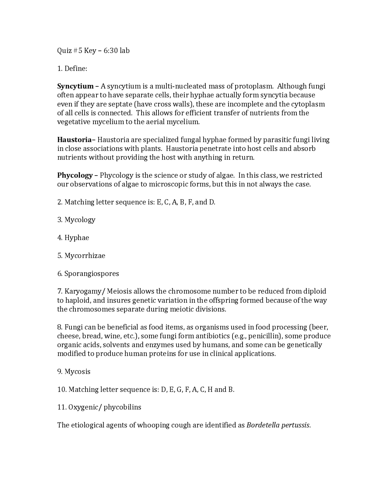Quiz 5 Answers Key Microbiology Biol 0004 Docsity