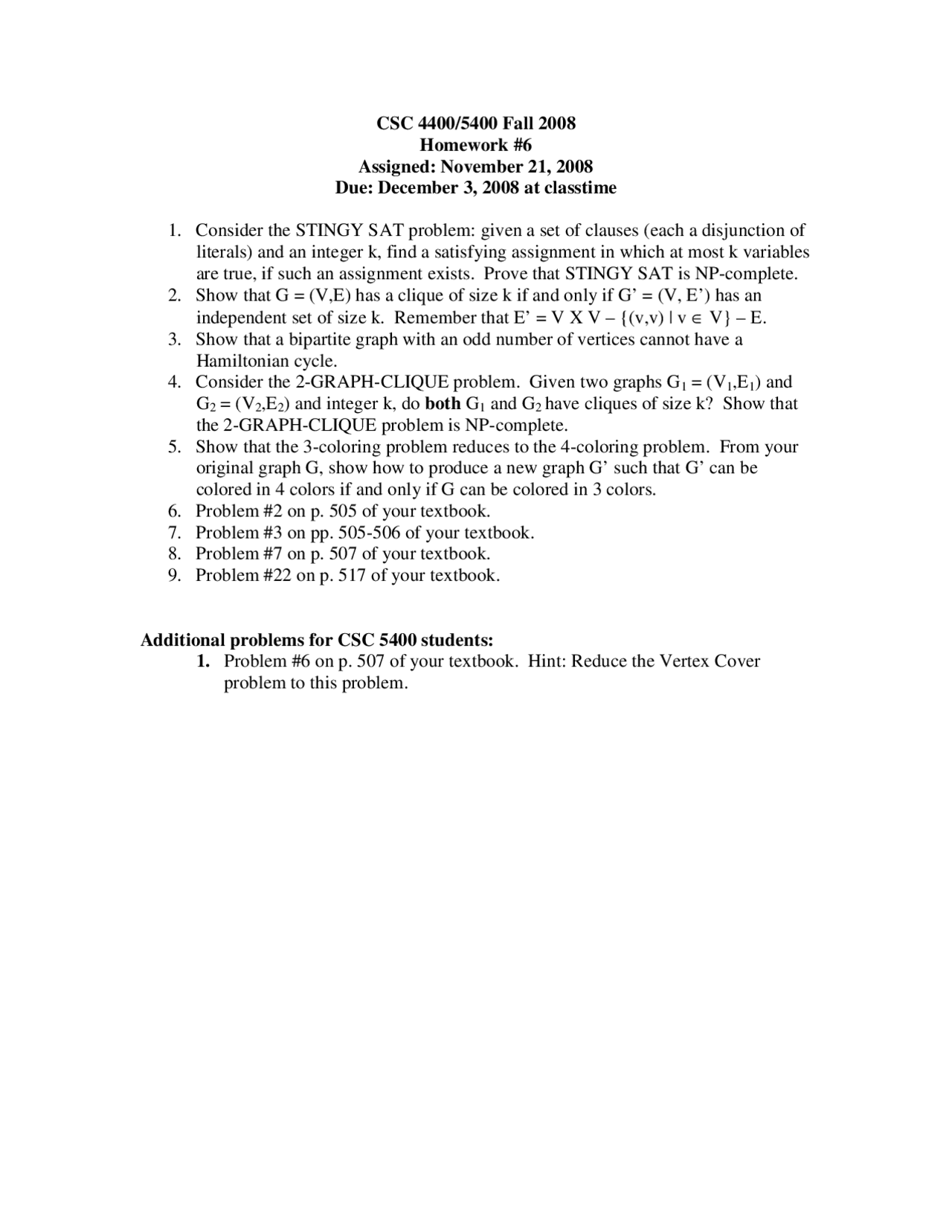 Analysis Of Algorithms Homework 6 Csc 4400 Docsity 7142