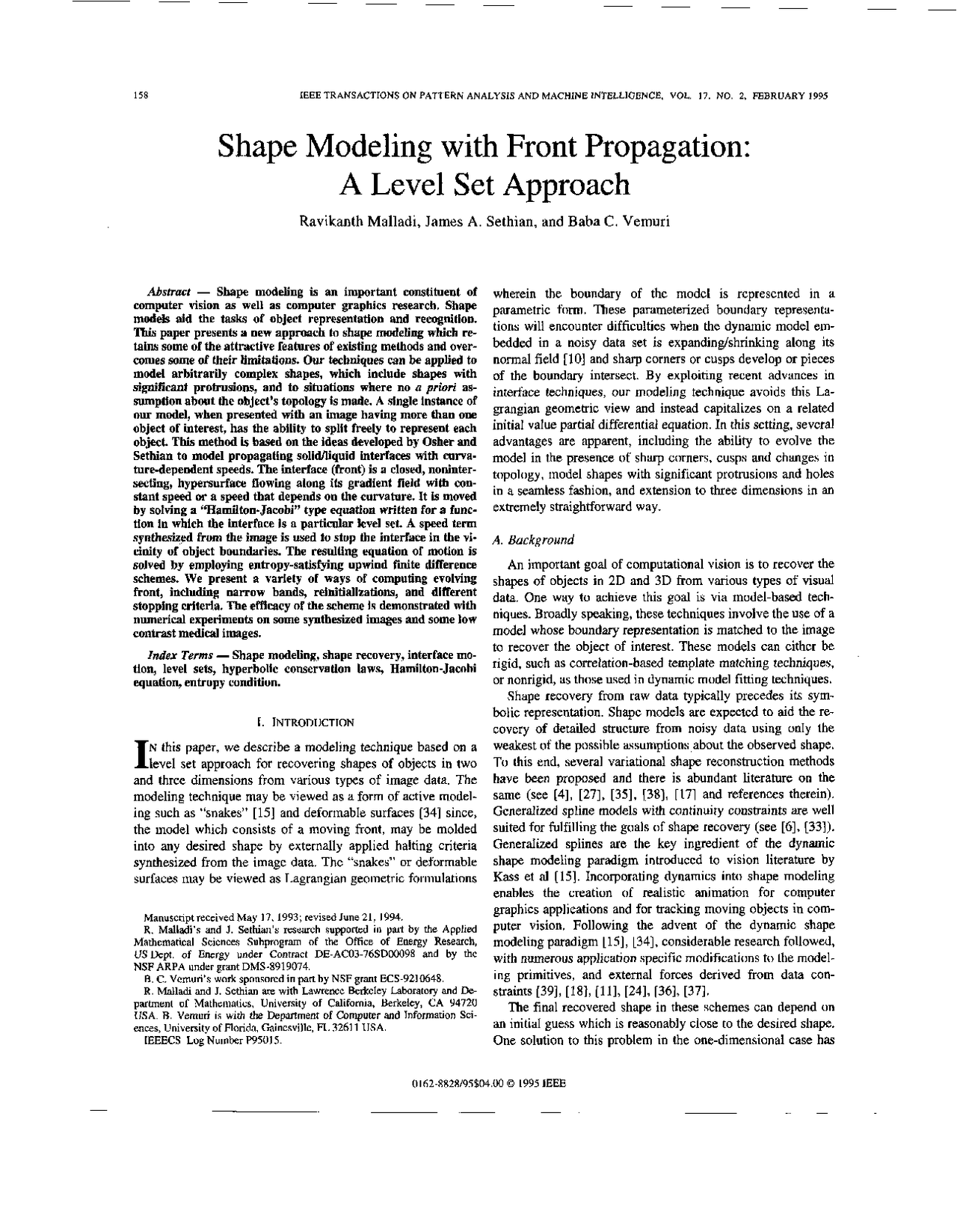 Shape Modeling With Front Propagation Cs T101 Docsity