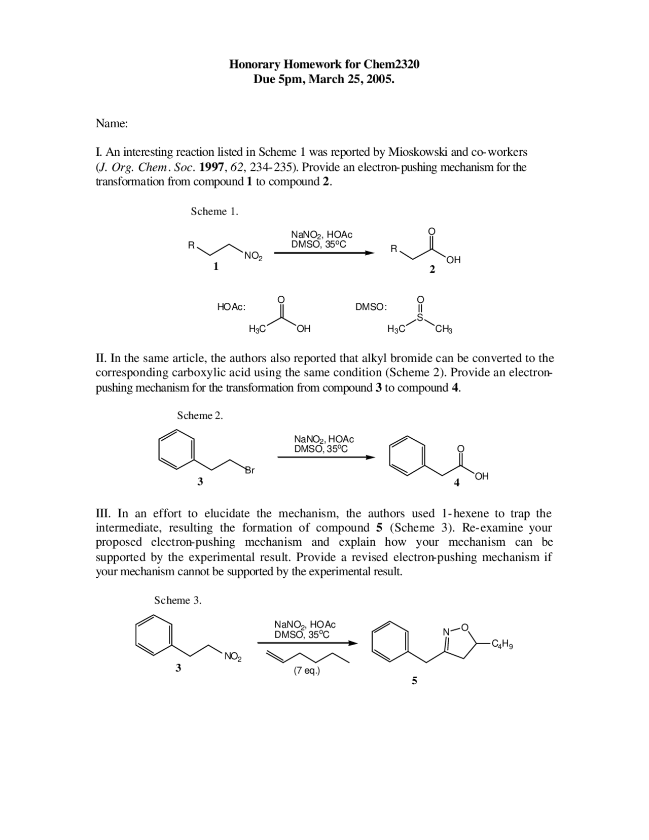 Solved Questions Homework 1 Organic Chemistry Ii Chem 2320 Docsity
