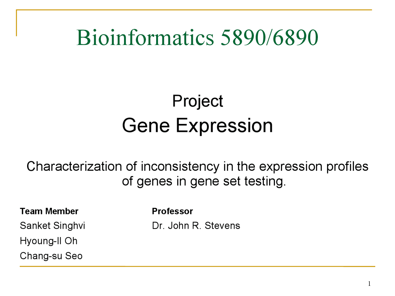 Project On Gene Expression Topics In Computer Science Cs 5890 Docsity