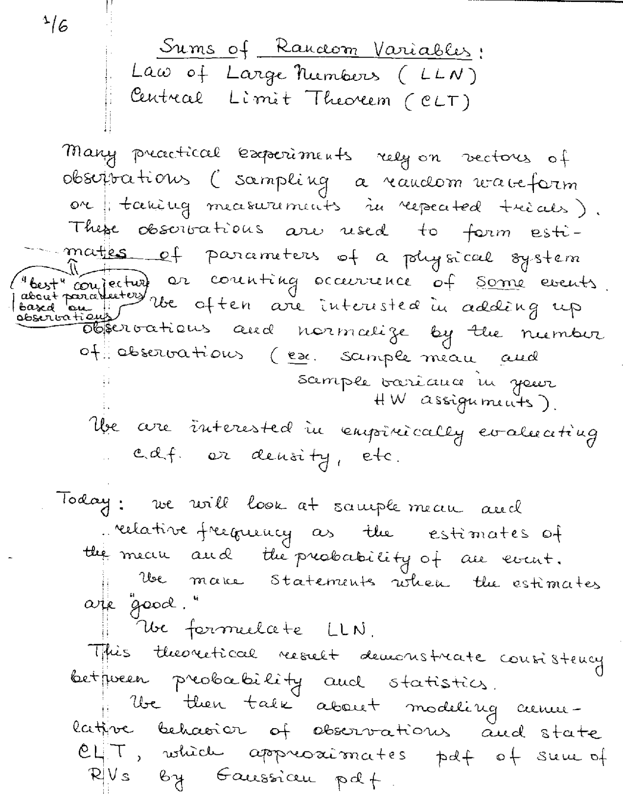 Sums Of Random Variables Stochastic Systems Theory Ee 513 Docsity