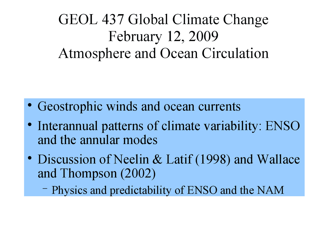 Atmosphere And The Ocean Circulation Homework 3 Geol 437 Docsity