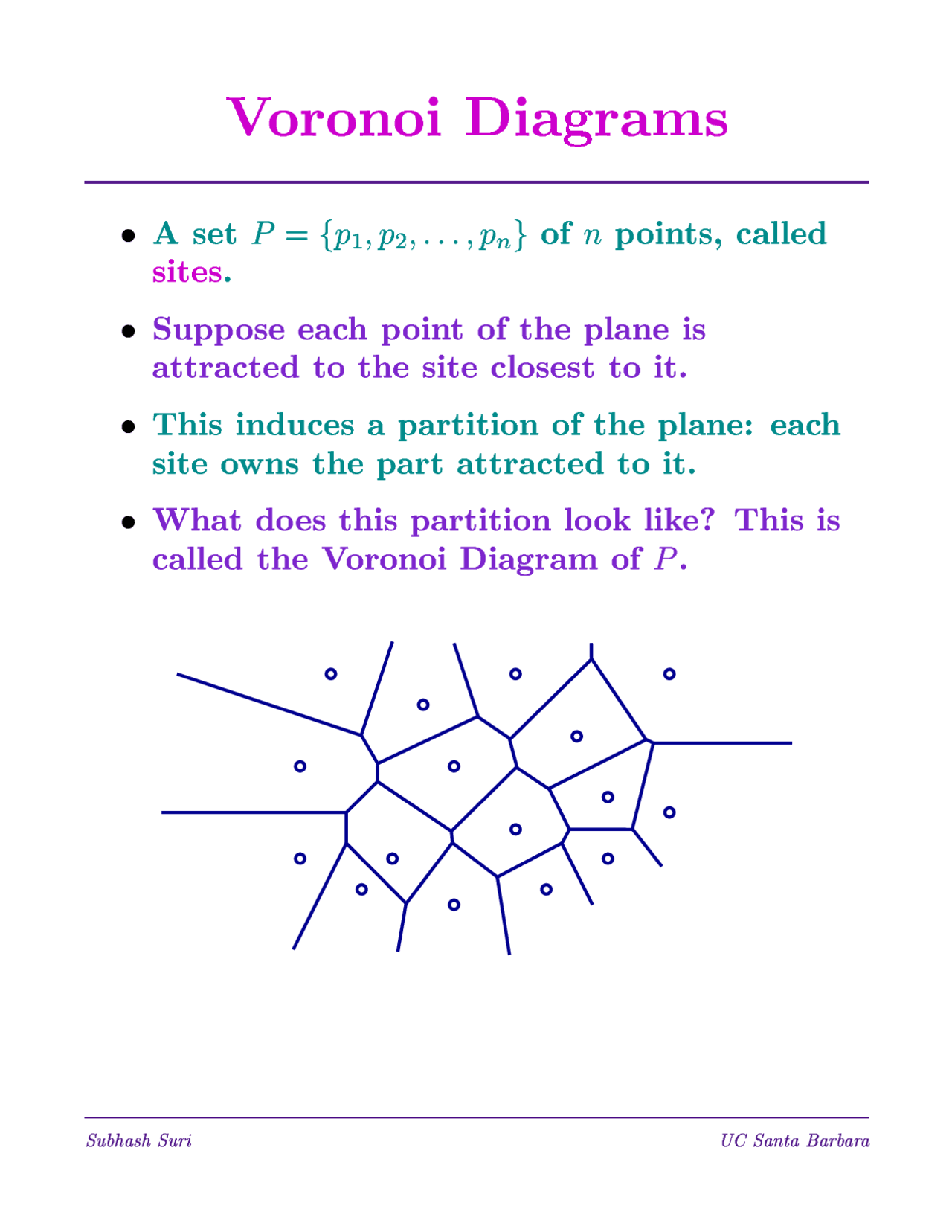 Lecture Notes on Voronoi Diagrams | CS 6463 - Docsity