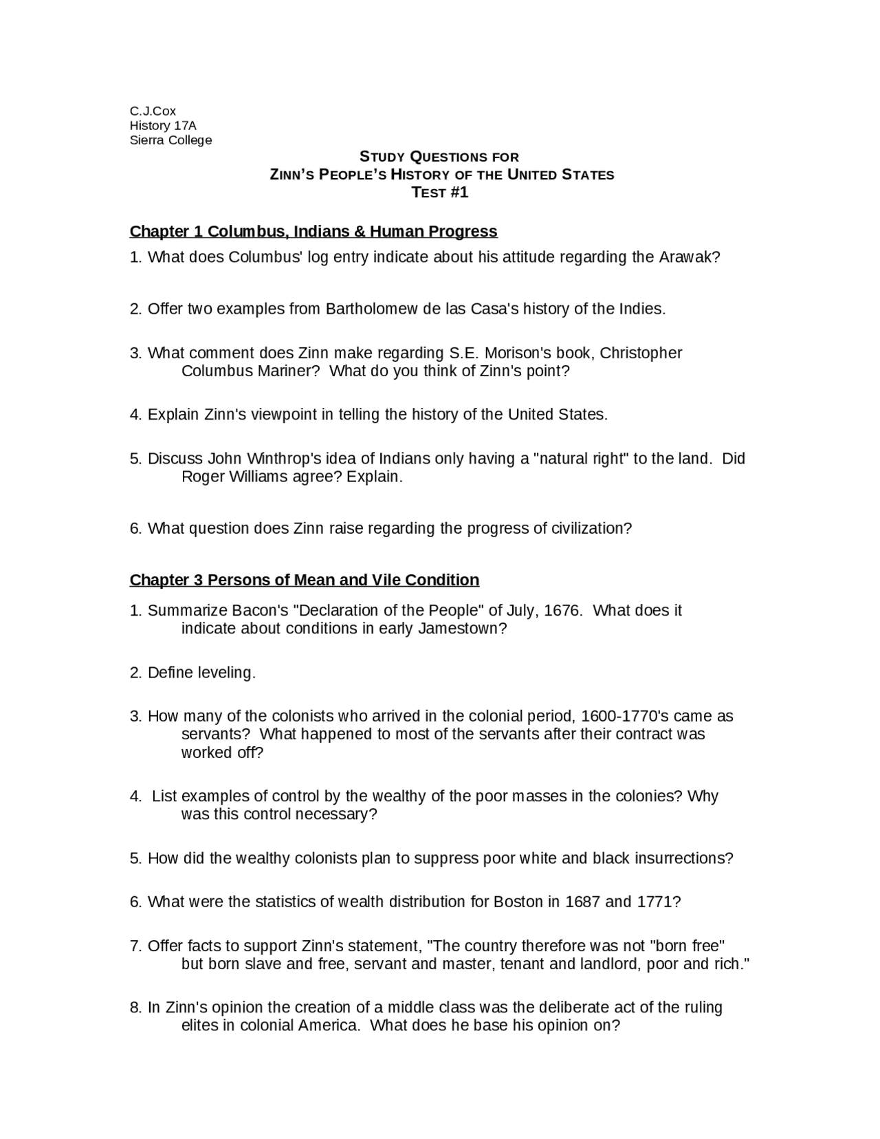 Columbus, Indians and Human Progress - Test 1 Questions | HIST 0017A ...