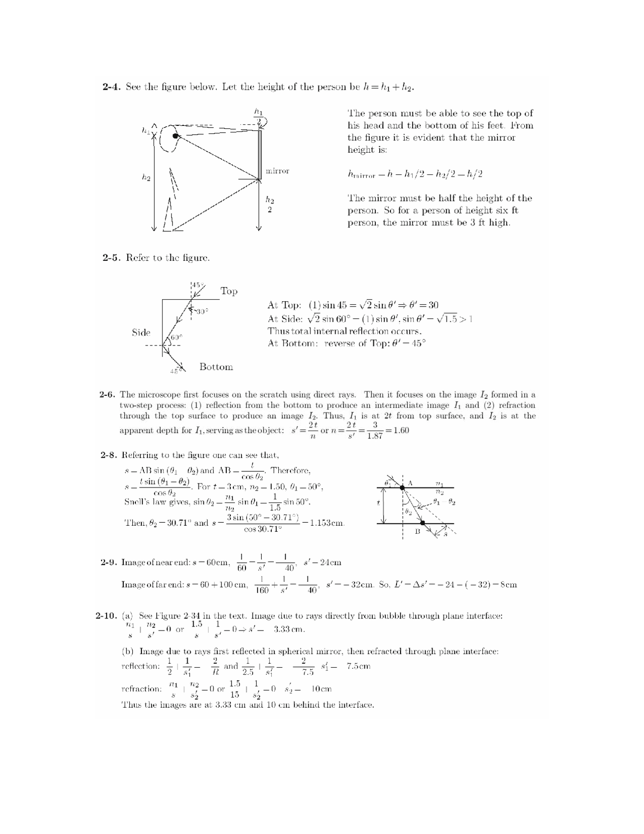 Practice Questions With Solutions For Optics Phy 108 Docsity