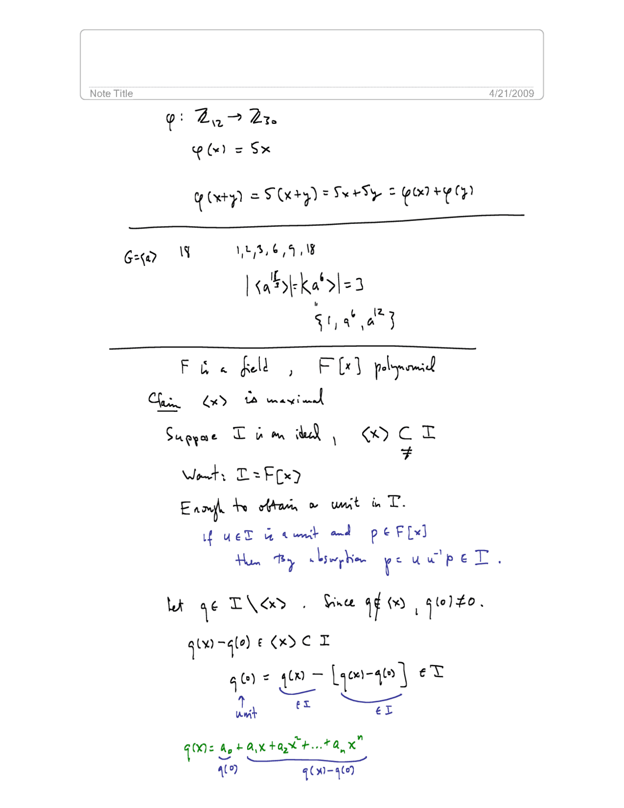 Handwritten Notes On Modern Abstract Algebra Mat 4233 Docsity