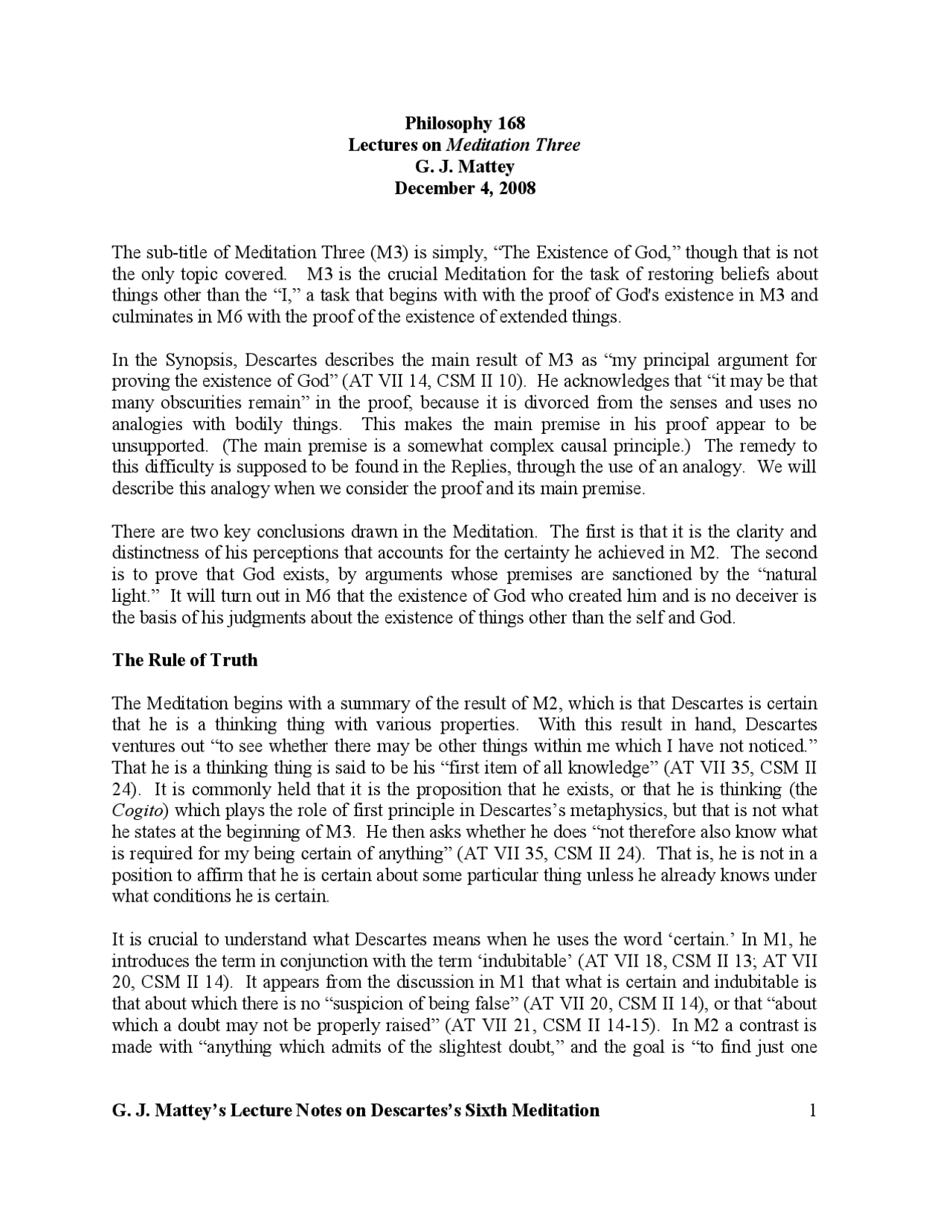 Descartes' Proof of God's Existence: A Study of His Sixth Meditation ...