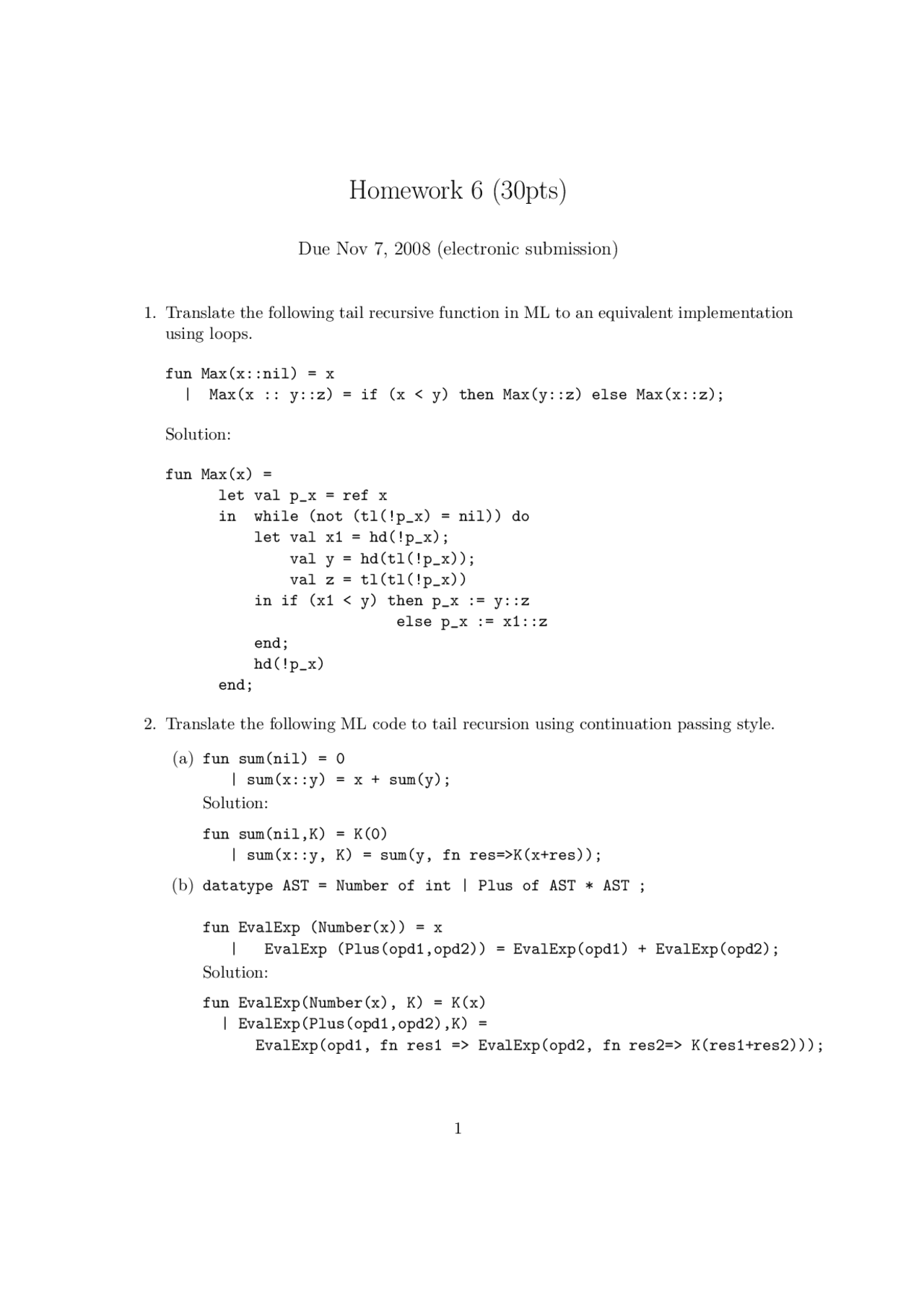 Homework 6 Practice Questions Programming Languages Cs 3723 Docsity