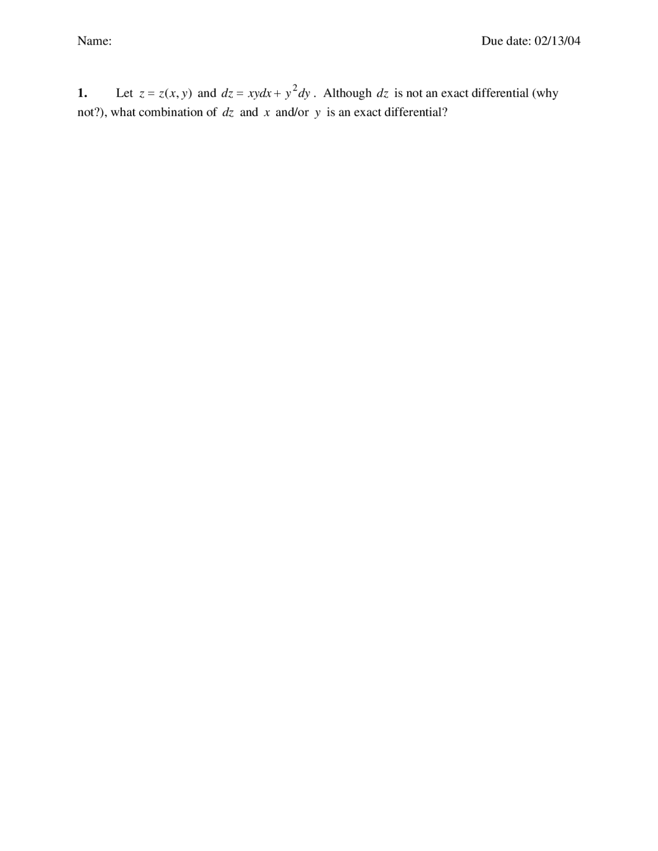 Physical Chemistry 10 Unsolved Questions Of Assignment 4 Chem 3520