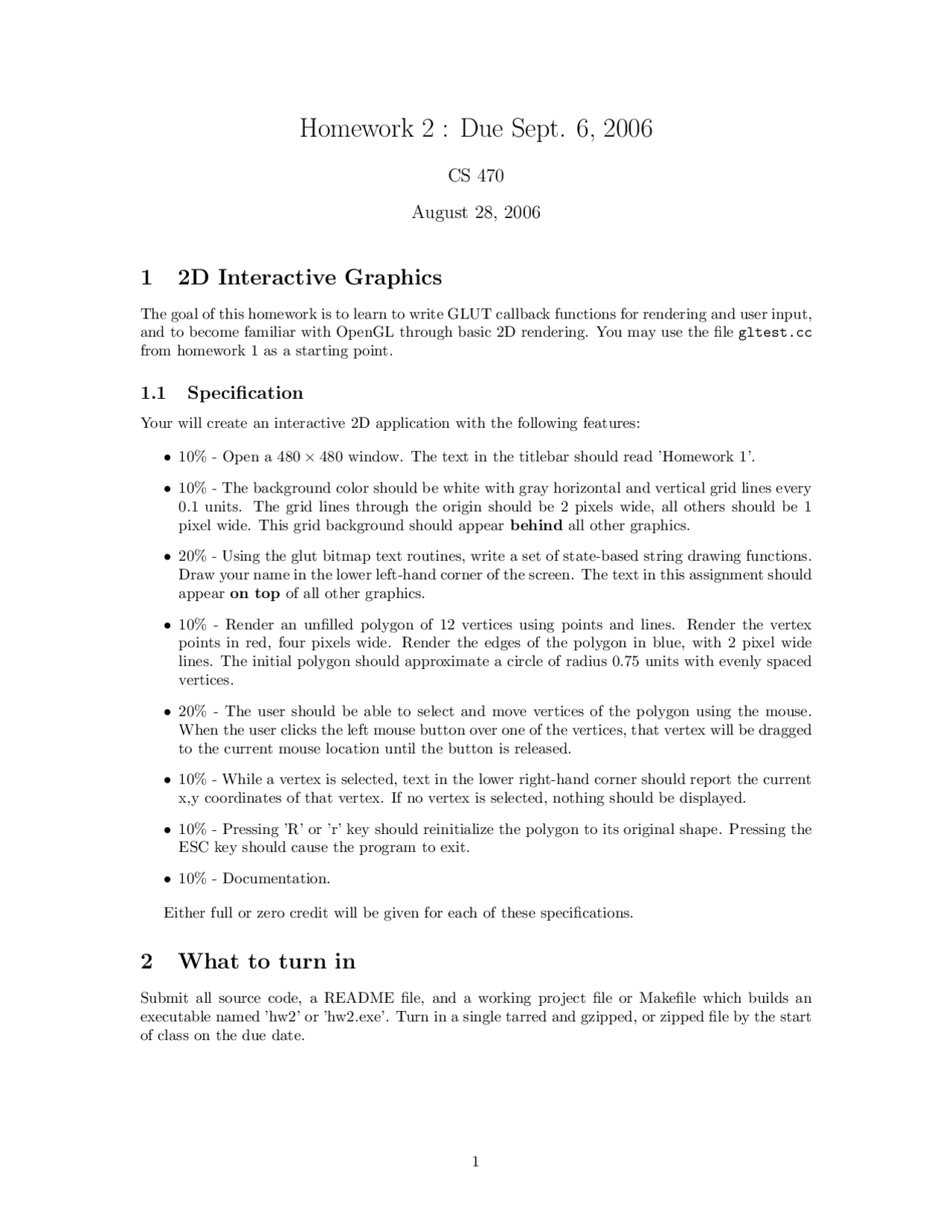 Homework 2 2d Interactive Graphics Cs 470 Docsity