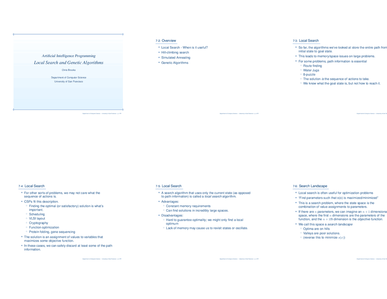Hill Climbing Search Simulated Annealing Genetic Algorithms Cs 662 Docsity