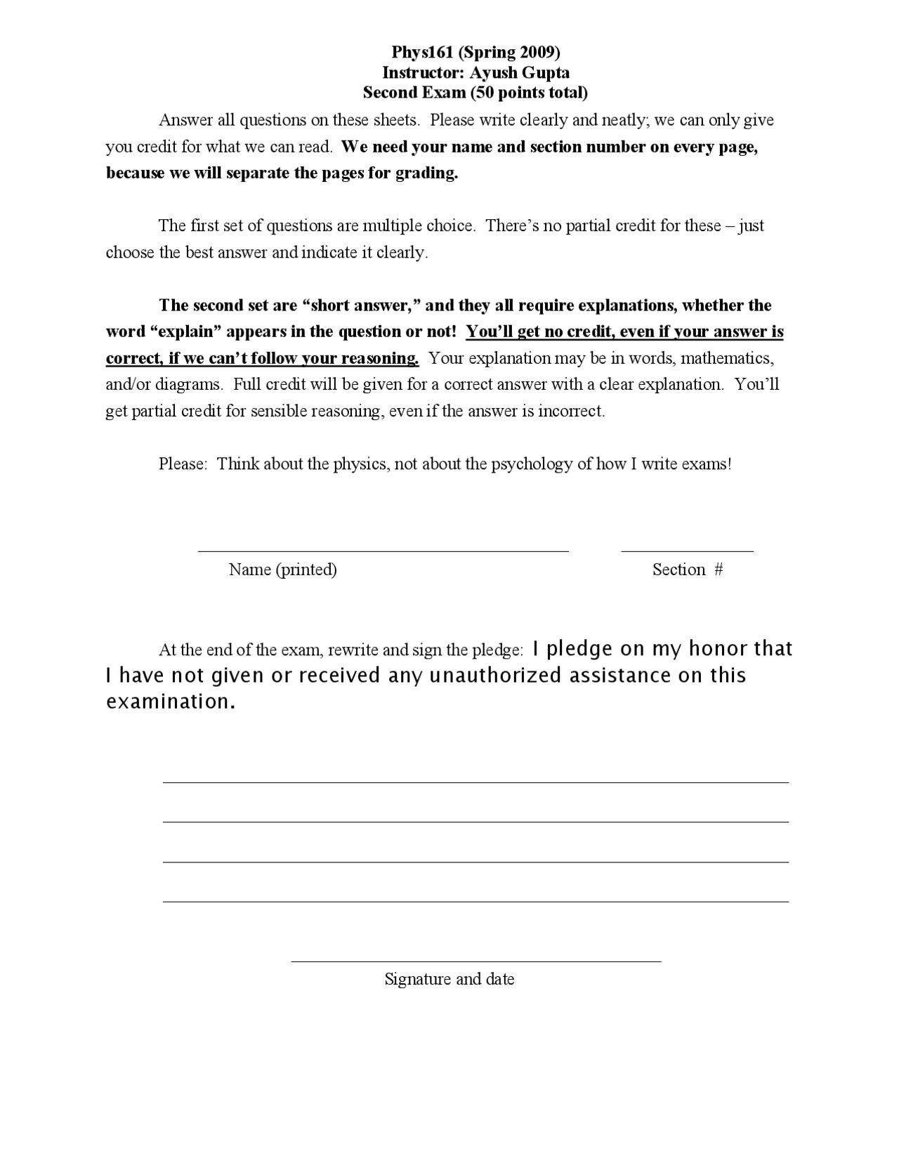 6 Solved Questions On Velocity And Acceleration Exam 2 Phys 161
