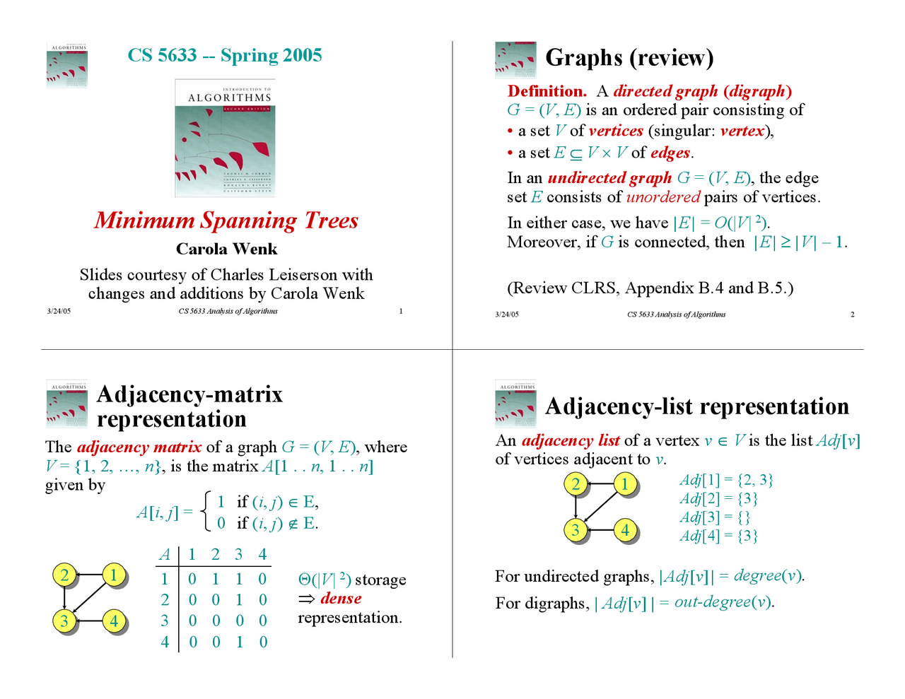 Lecture Slides On Minimum Spanning Trees Analysis Of Algorithms Cs 5633 Docsity