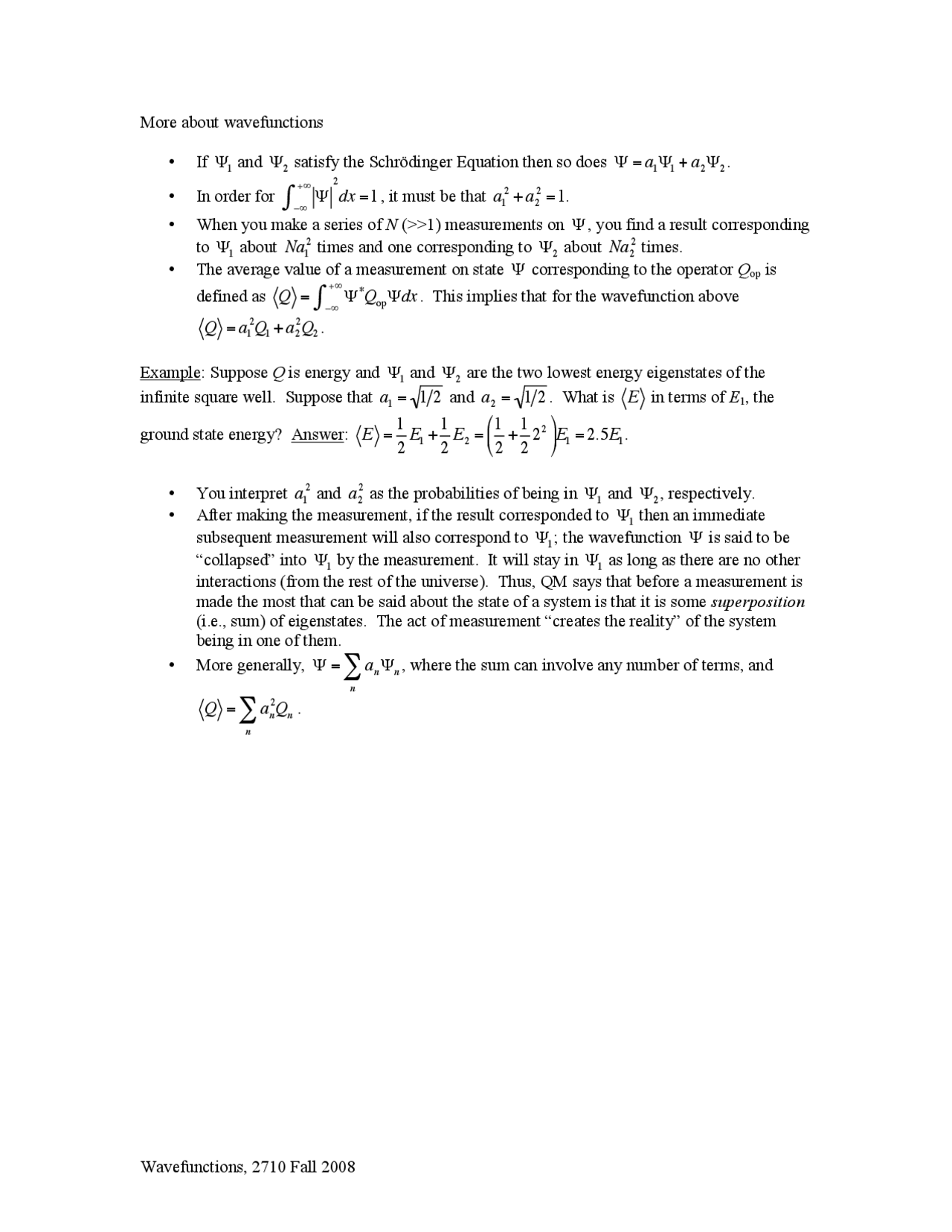 More About Wave Functions Lecture Notes Phys 2710 Docsity