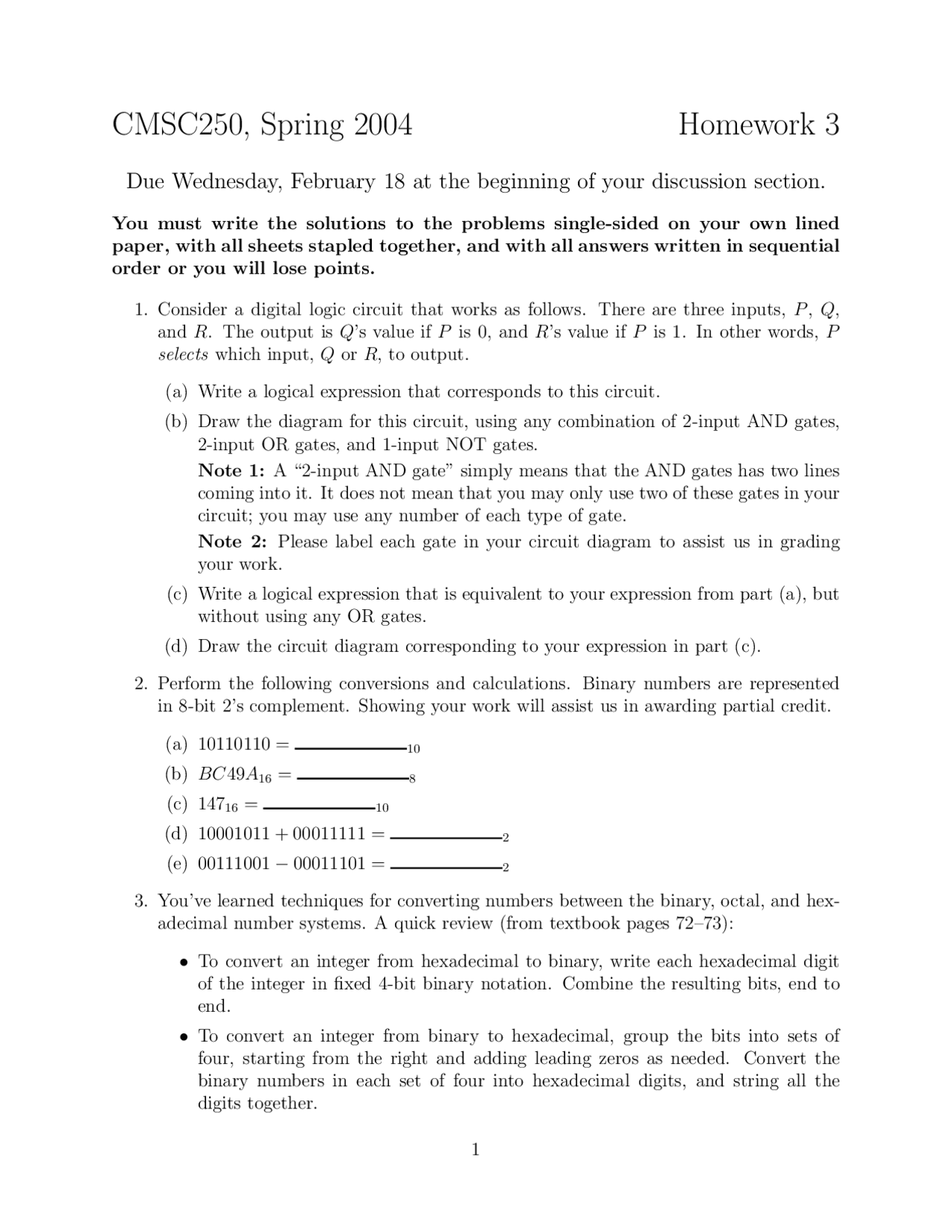 7 Questions On Discrete Structures Homework 3 Cmsc 250 Docsity