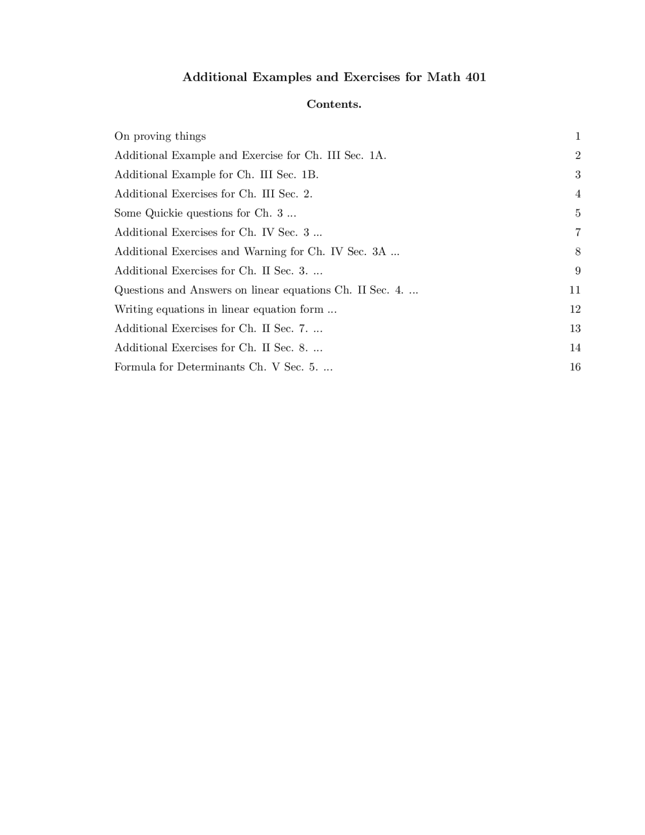 On Proving Things Applications Of Linear Algebra Math 401 Docsity
