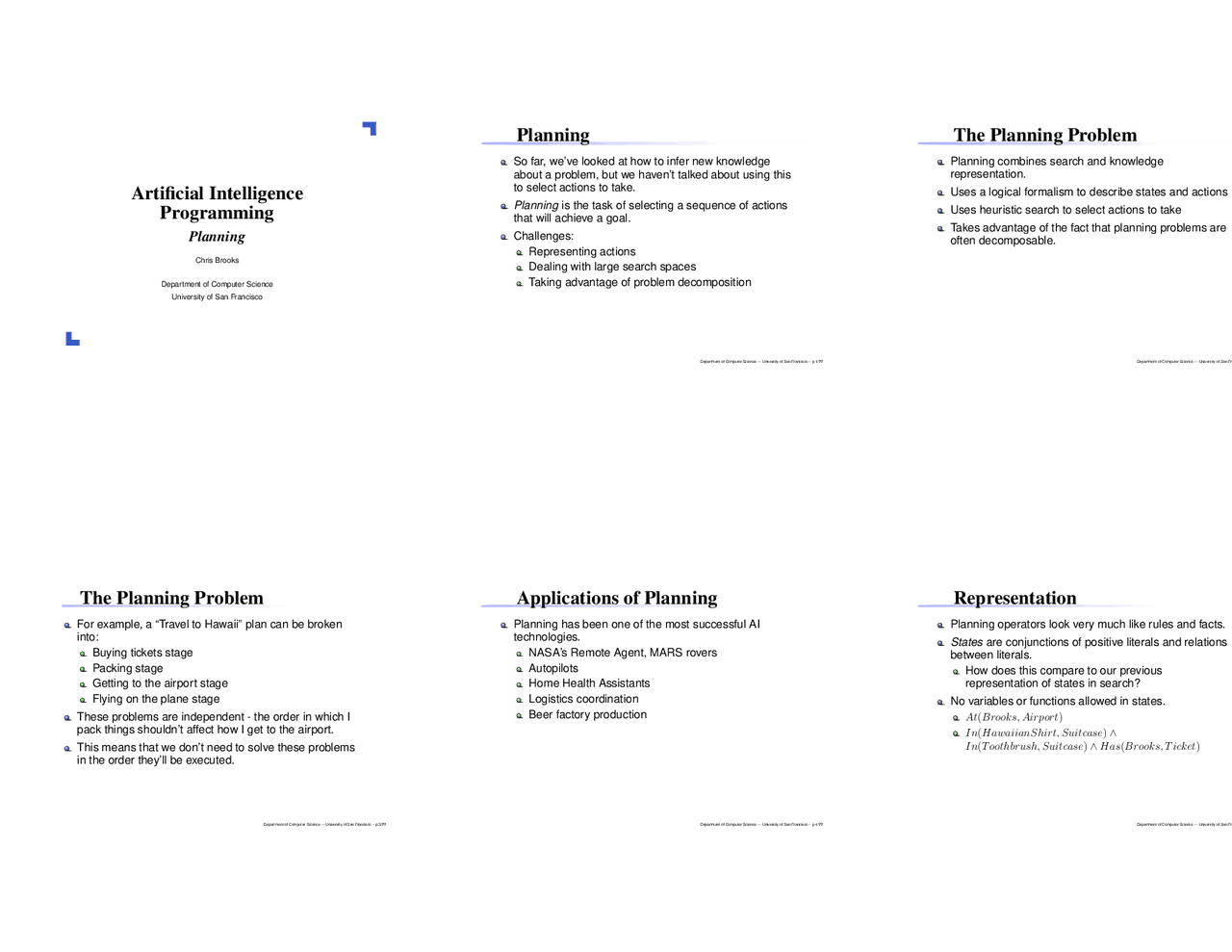 Artificial Intelligence Programming Planning Slides Cs 662 Docsity