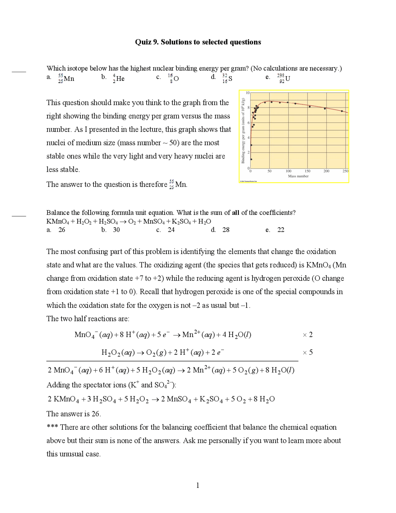 General Chemistry Quiz 9 With Answer Key Chem 1120 Docsity