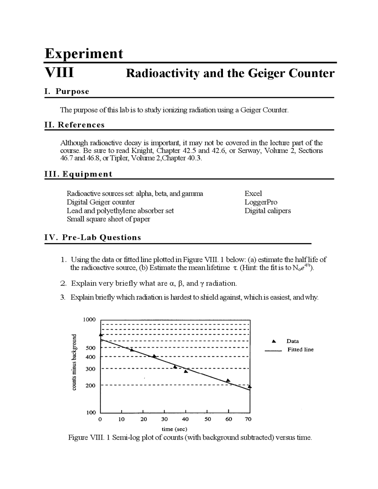 Radioactivity and The Geiger Counter - Experiment | PHYS 271 - Docsity