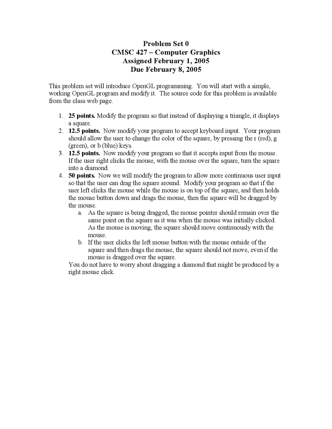 4 Problems On Computer Graphics Assignment 4 Cmsc 427 Docsity