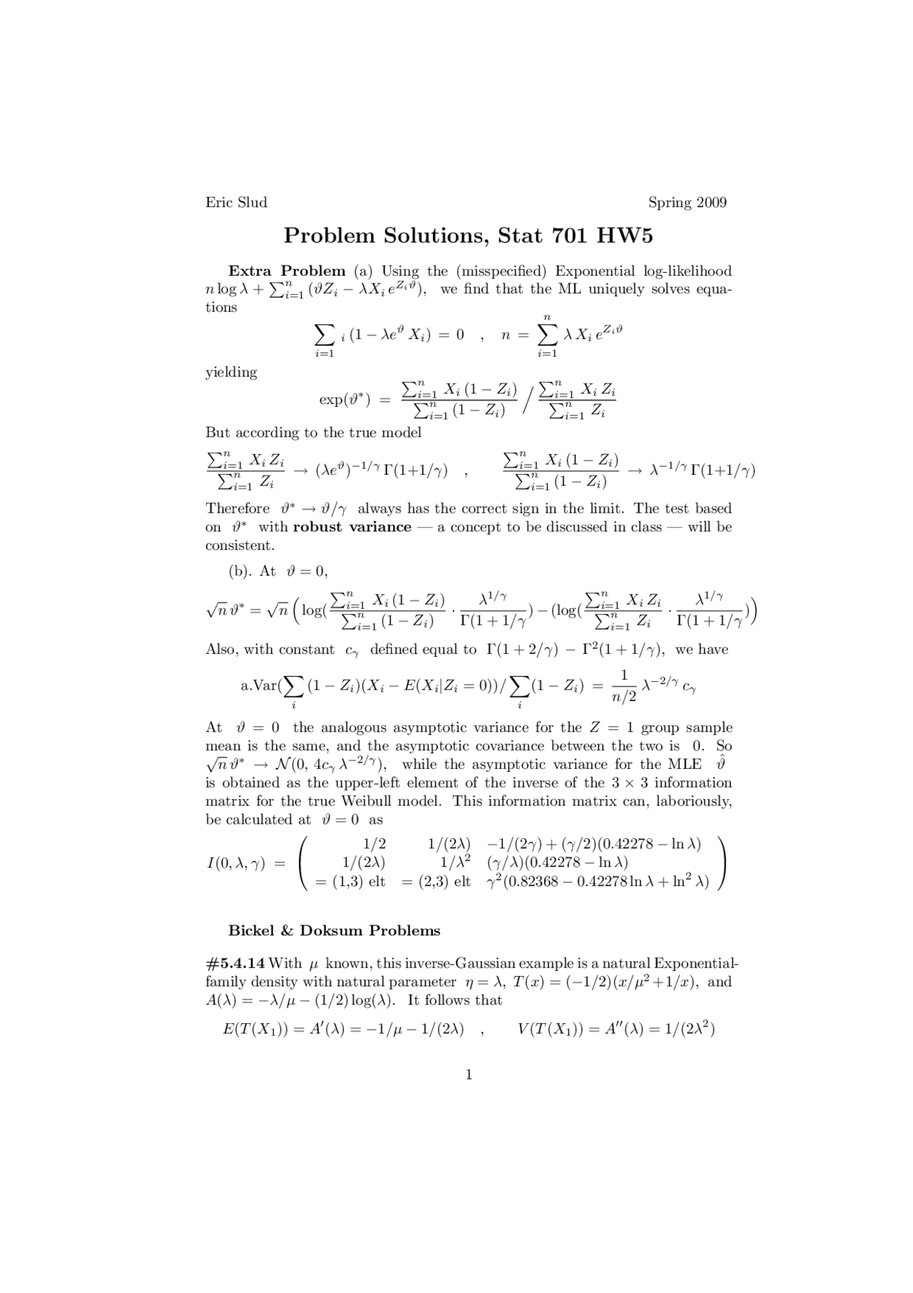 Homework 5 Questions with Solutions - Mathematics Statistics I | STAT 701 - Docsity