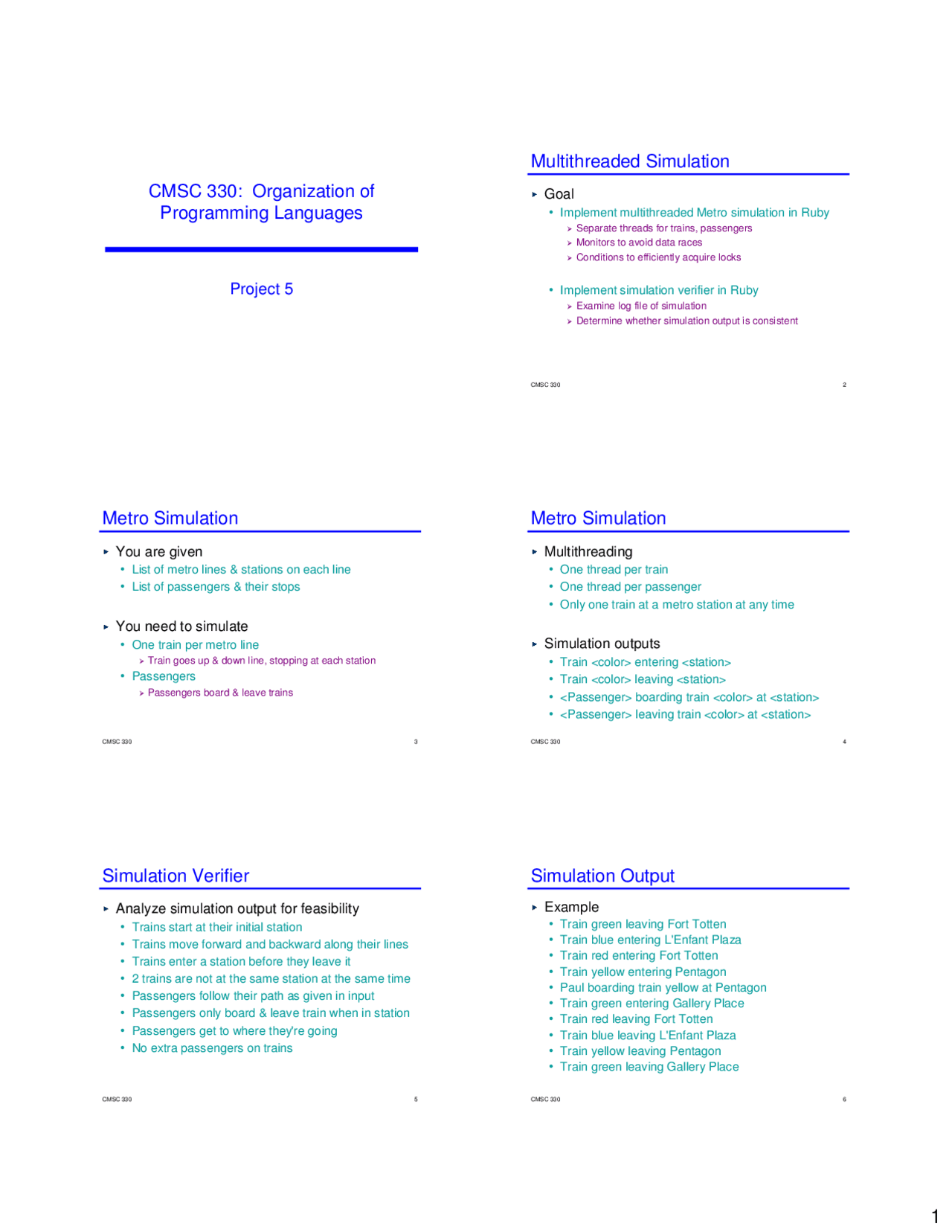 Multithreaded Simulation - Project Report 5 | CMSC 330 | Study Guides, Projects, Research ...