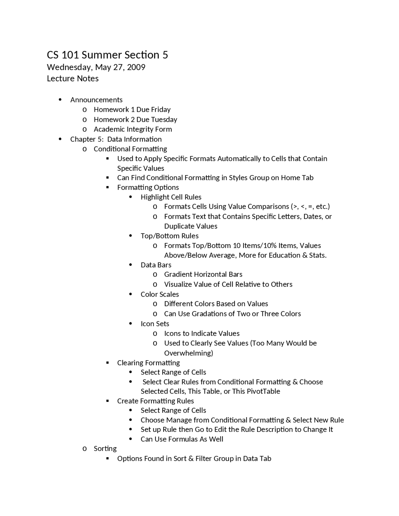 Lecture Notes On Data Information Cs 101 Docsity