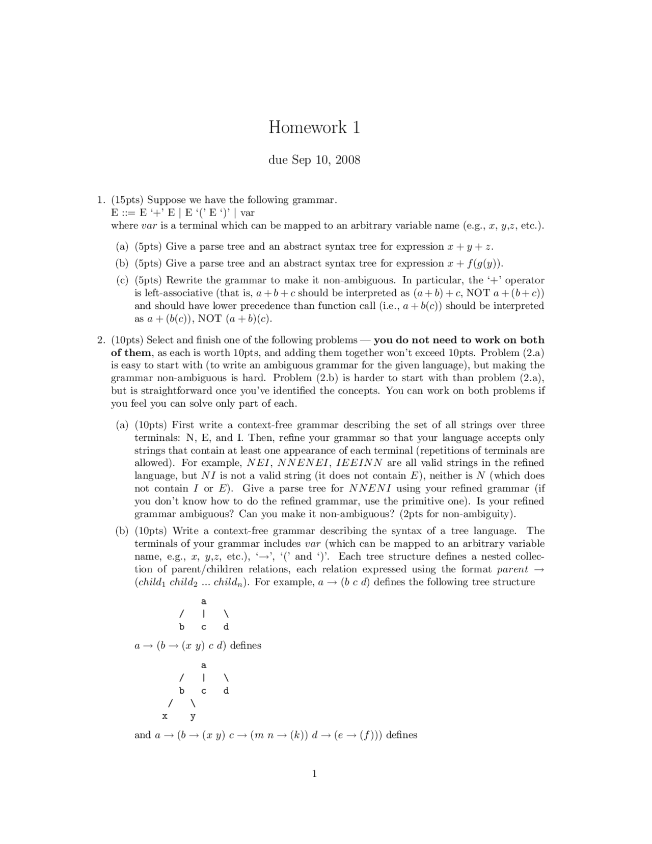Homework 1 Problems For Programming Languages Cs 3723 Docsity 9764