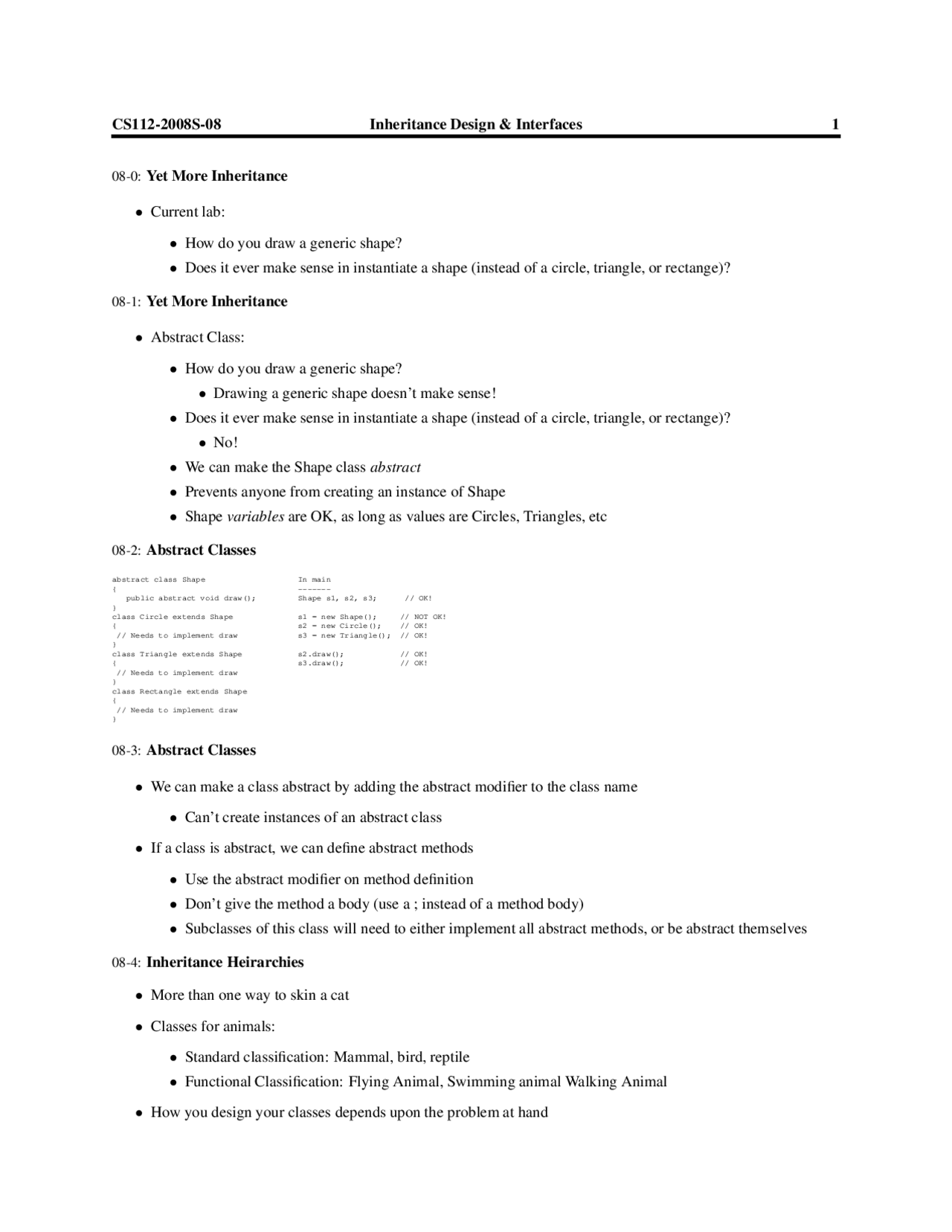 Introduction To Computer Science I Inheritance Design And Interfaces